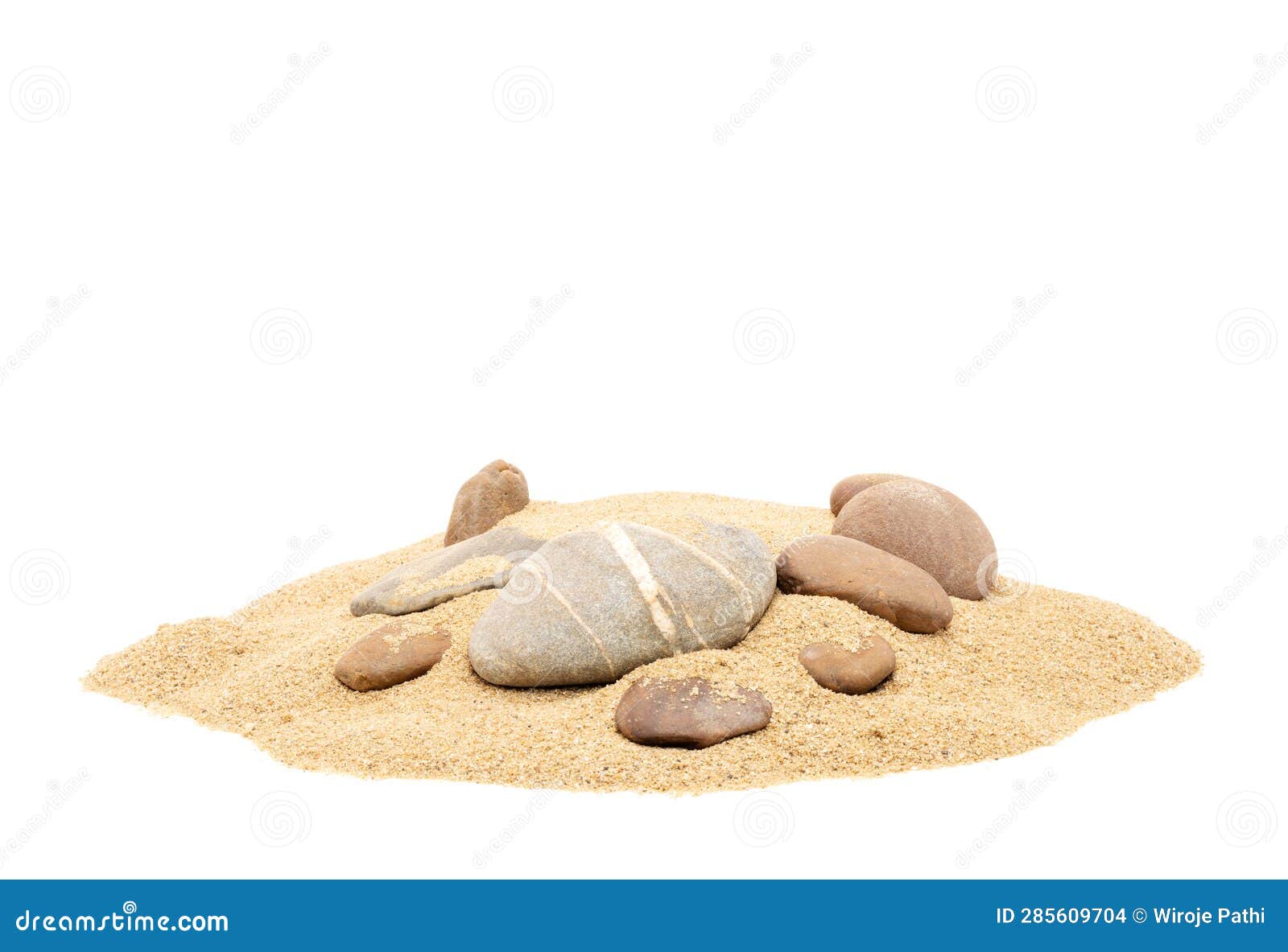 Rocks in Sand Pile Isolated on White Background and Texture Stock Photo ...