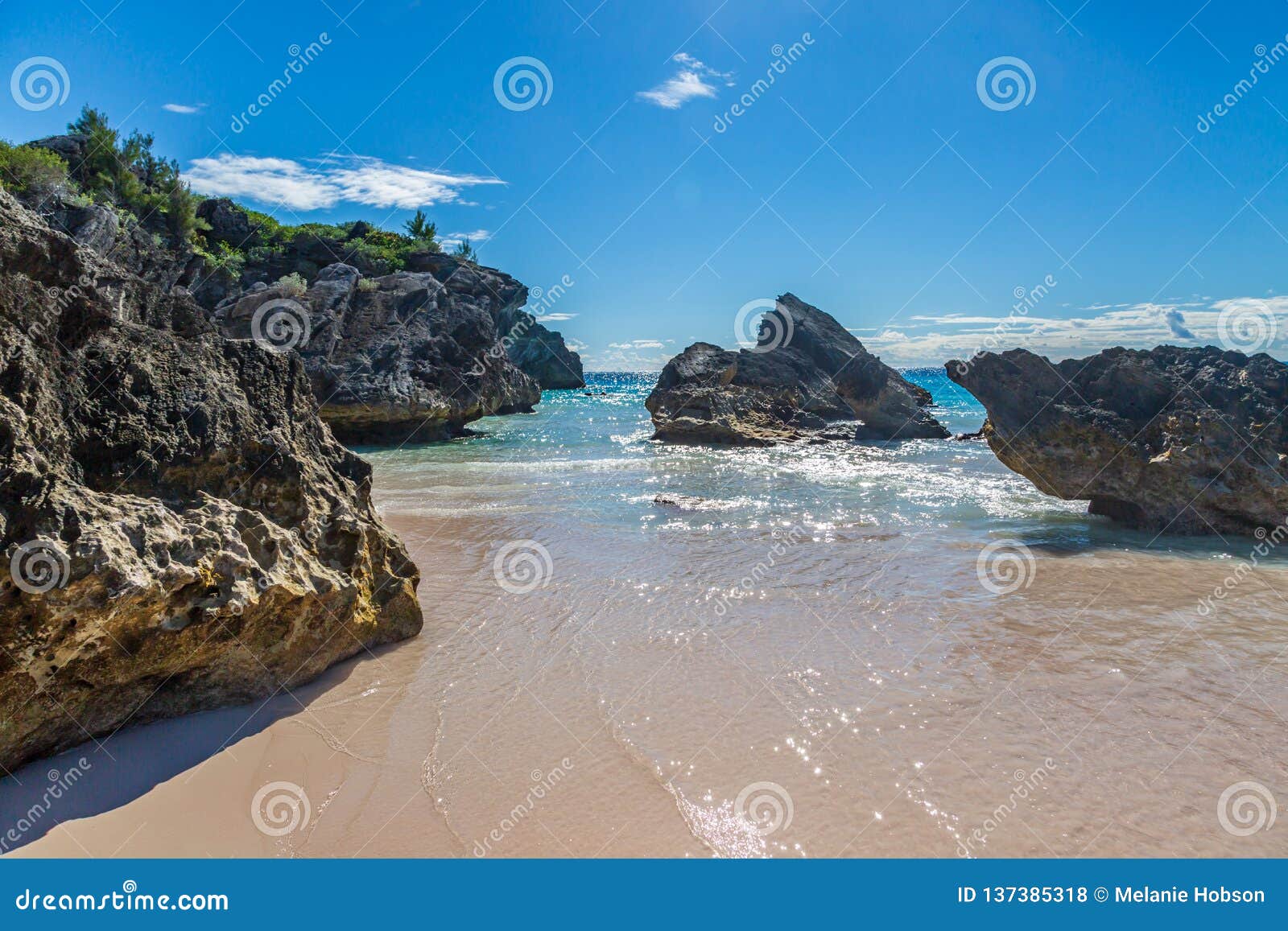 Rocks on the Bermudan Coast Stock Photo - Image of horseshoe, blue ...