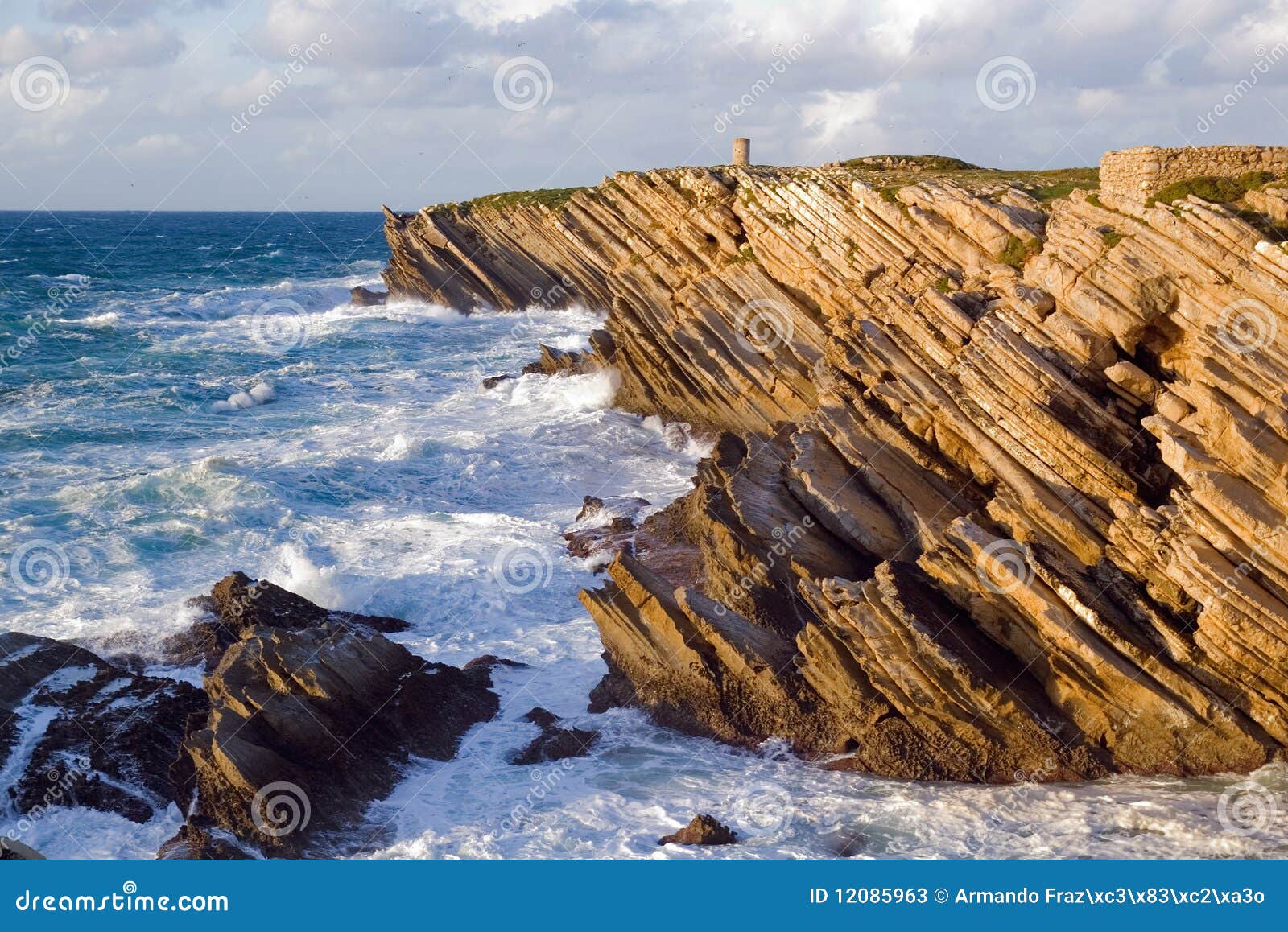 Rocks by the sea stock image. Image of portugal, sunset - 12085963