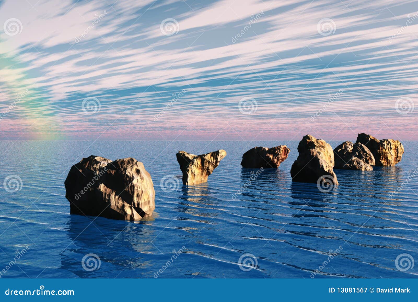 Rocks and Sea stock illustration. Illustration of horizon - 13081567