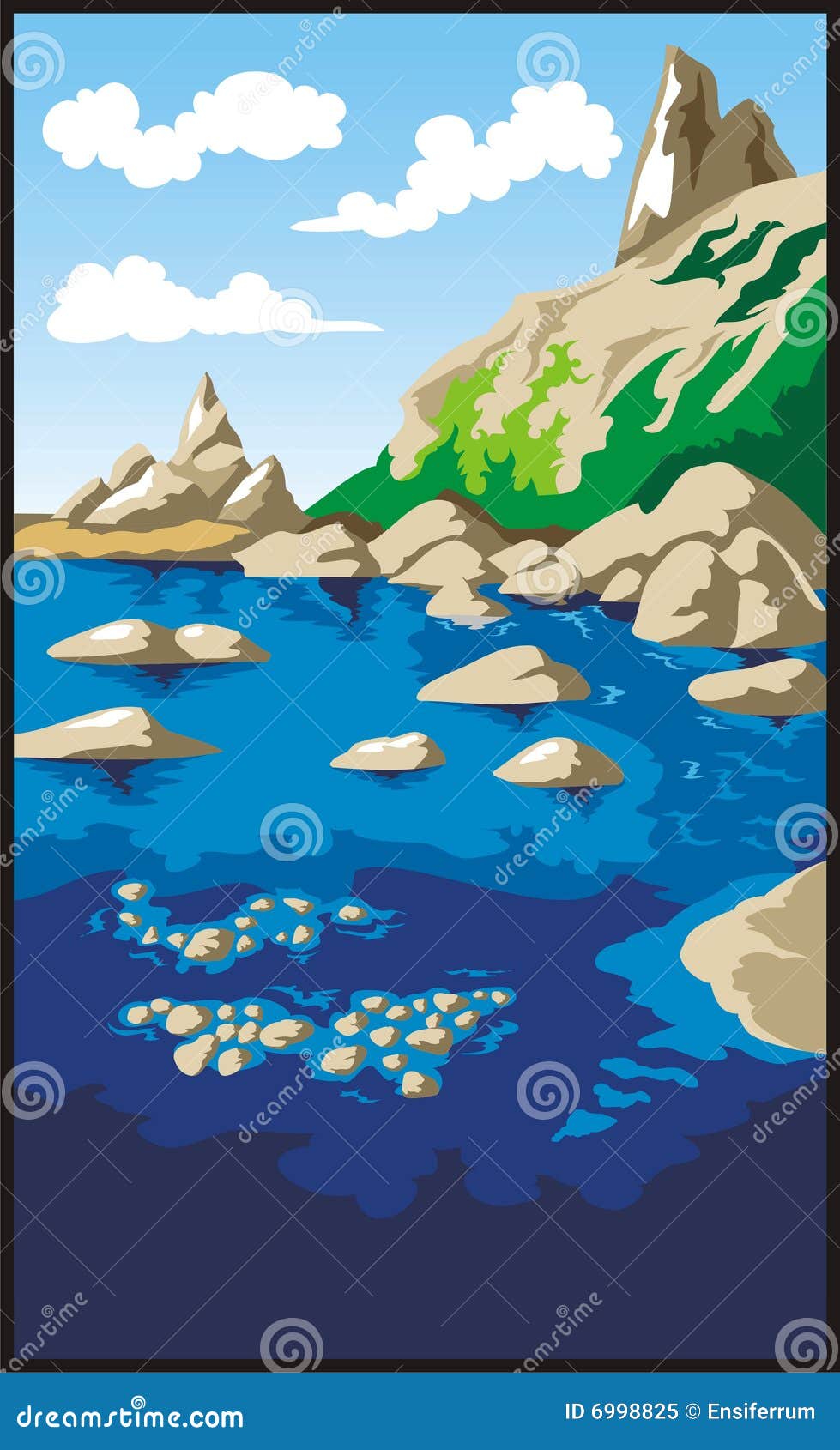 Rocks and sea stock vector. Illustration of stone, vector - 6998825