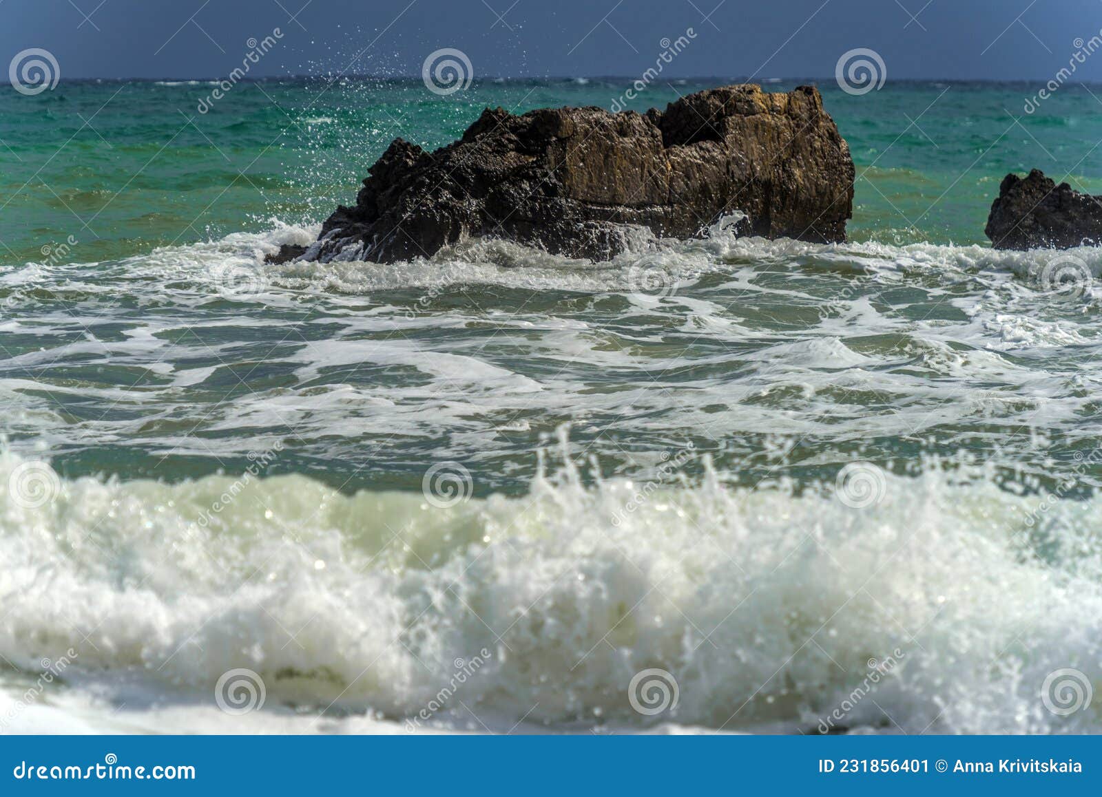 Rocks in the sea and waves stock image. Image of pure - 231856401