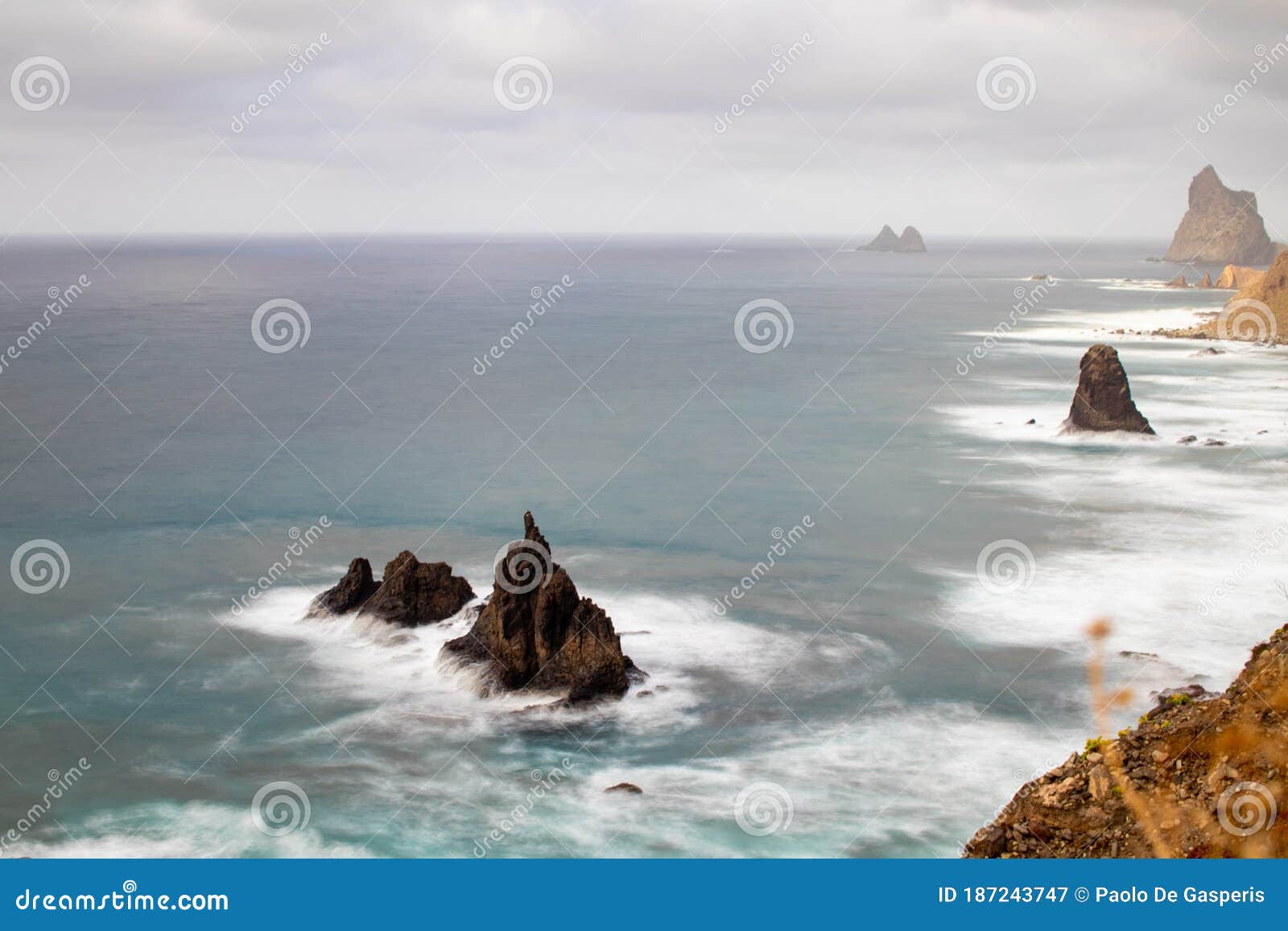 Rocks and Seascape Seen from the Cliffs with Rough Ocean. Tenerife ...
