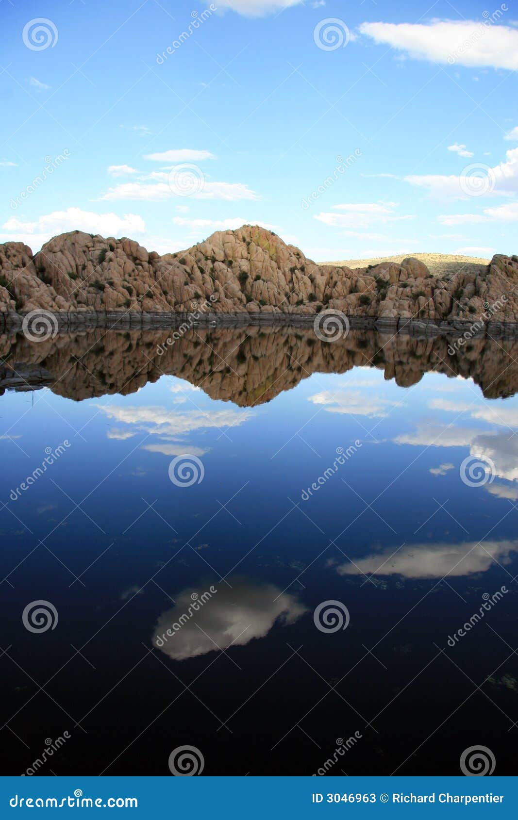 Rocks & Sky Reflecting in Lake Stock Image - Image of stones, stone ...