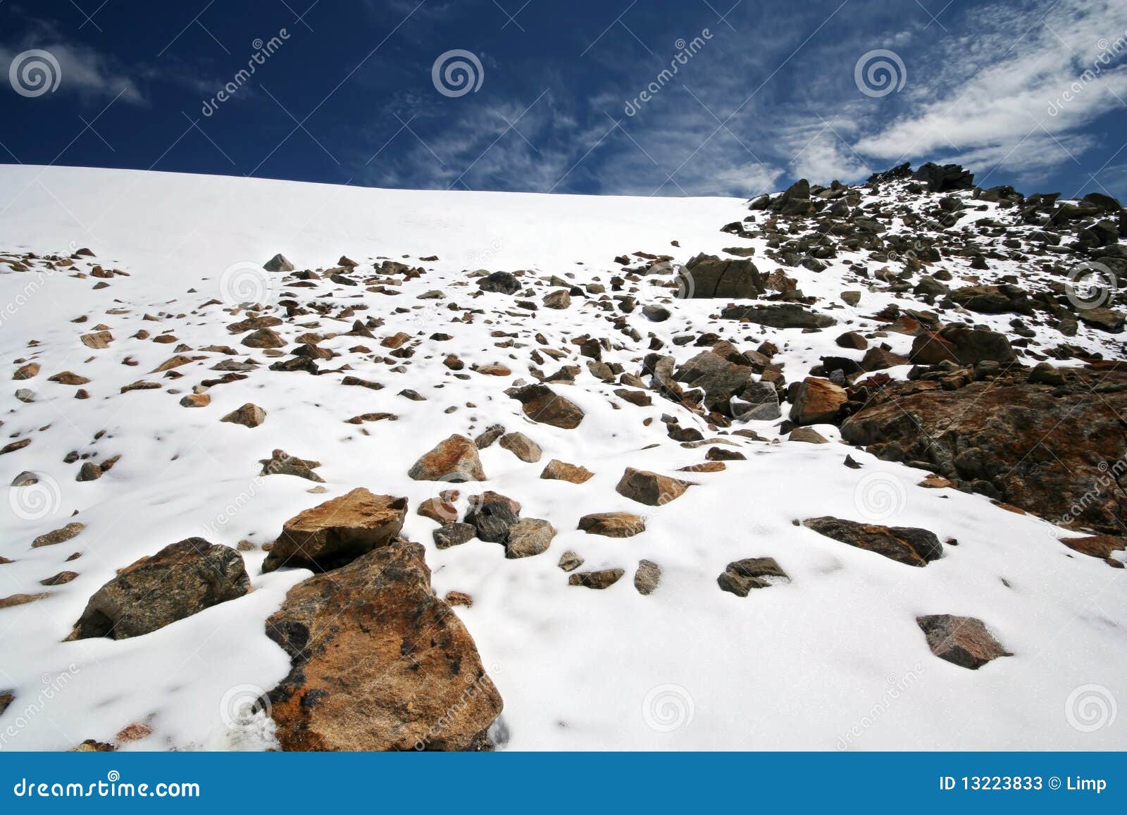 Rocks, Snow, Sky and Clouds in Mountains Stock Image - Image of bright ...