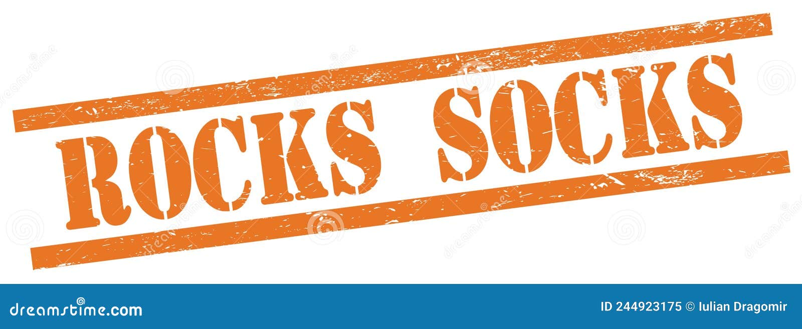 ROCKS SOCKS Text on Orange Grungy Rectangle Stamp Stock Illustration ...