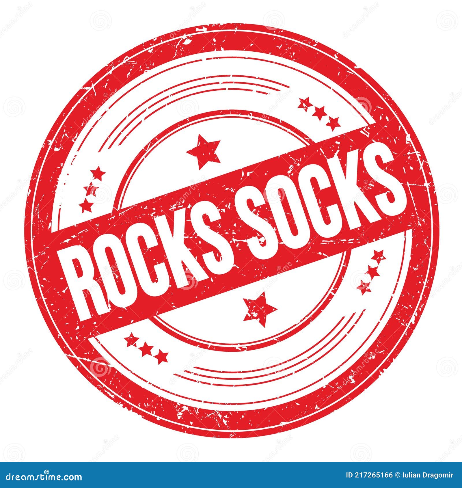 ROCKS SOCKS Text on Red Round Grungy Stamp Stock Illustration ...