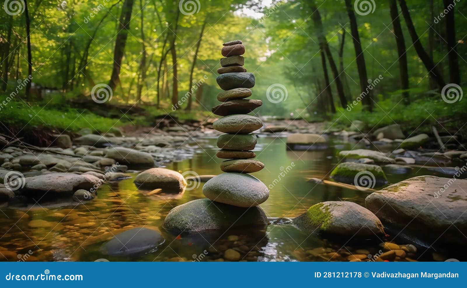 Zen meditation landscape stock illustration. Illustration of river ...