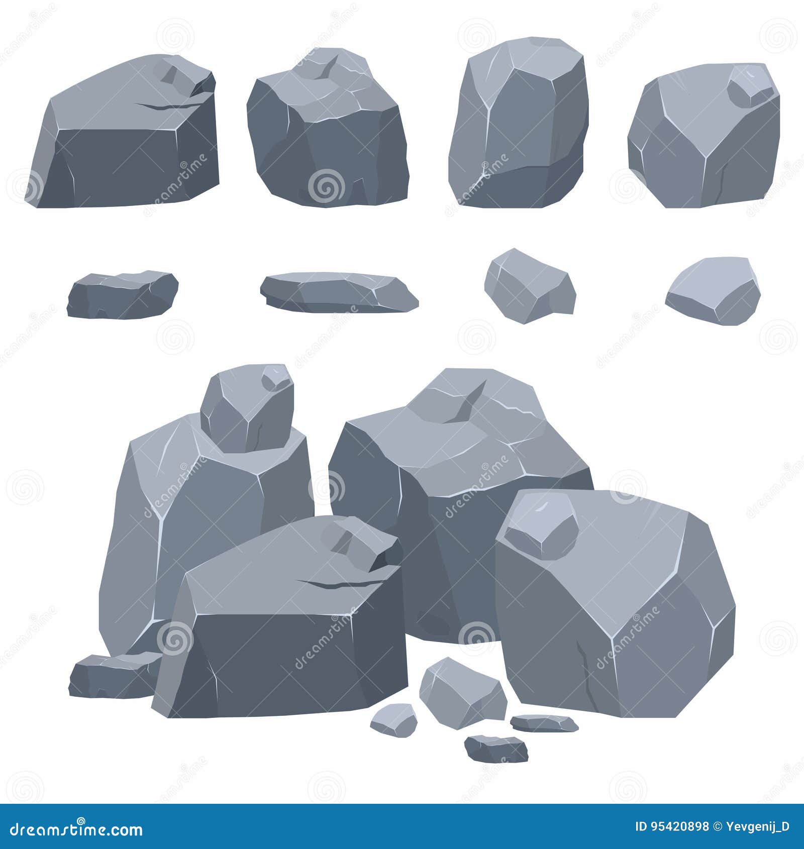 Rocks, Stones Collection. Different Boulders in Isometric 3d Flat Style ...