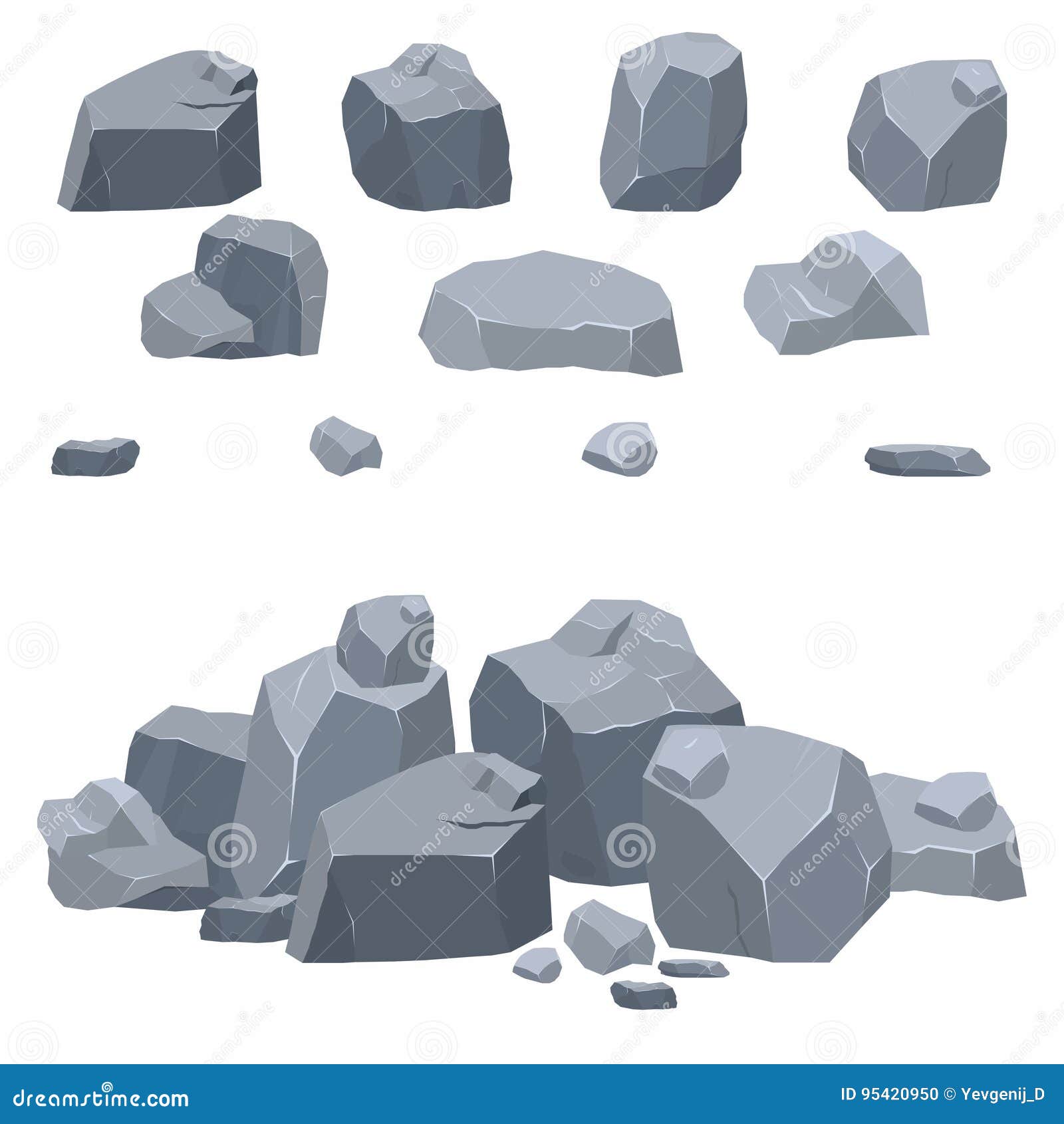 Rocks, Stones Collection. Different Boulders in Isometric 3d Flat Style ...