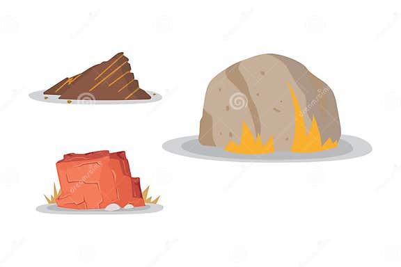 Rocks and Stones Elements Collection Set. Vector Illustration of Solid ...