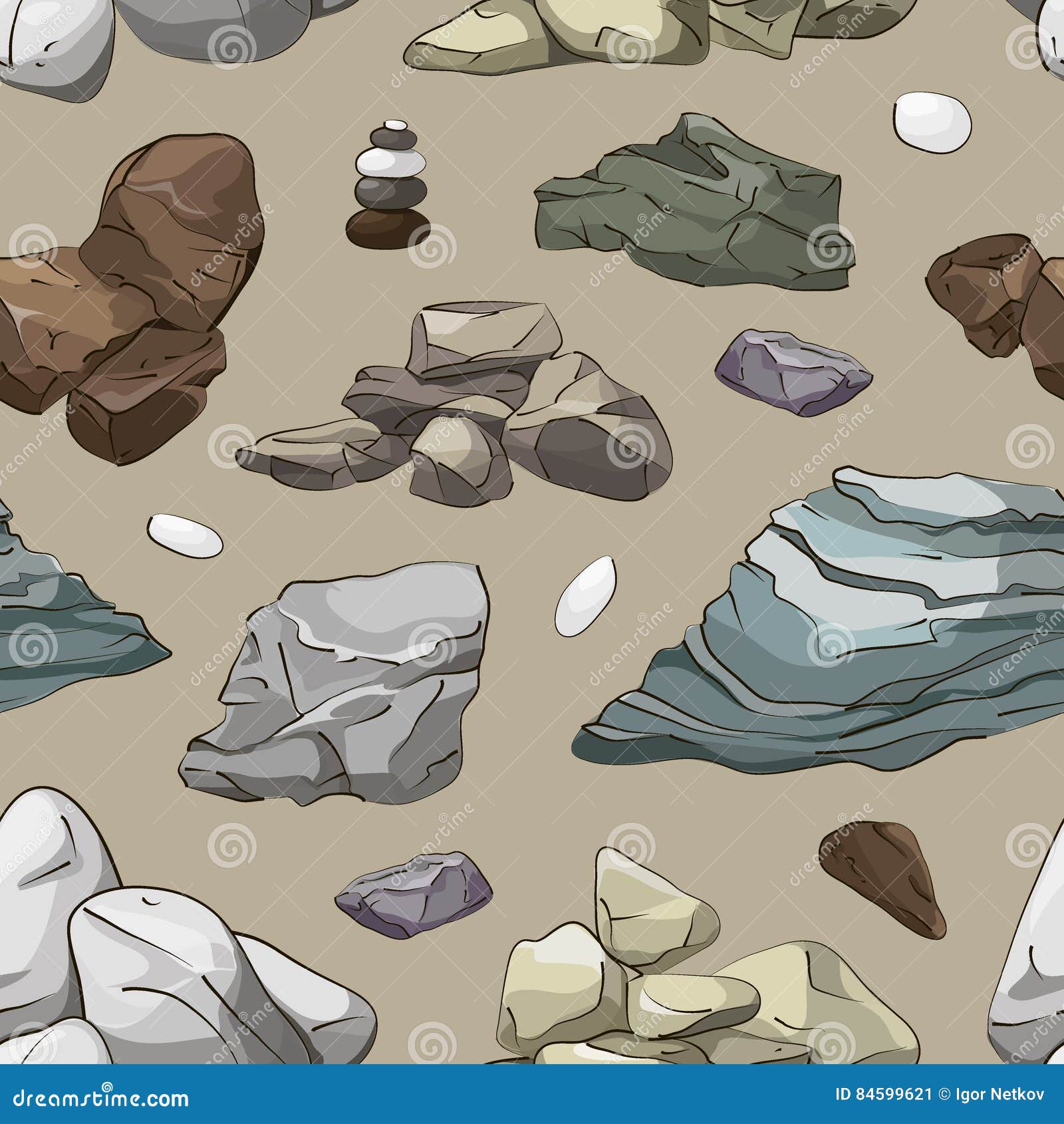 Rocks and Stones Elements Pattern Stock Vector - Illustration of ...