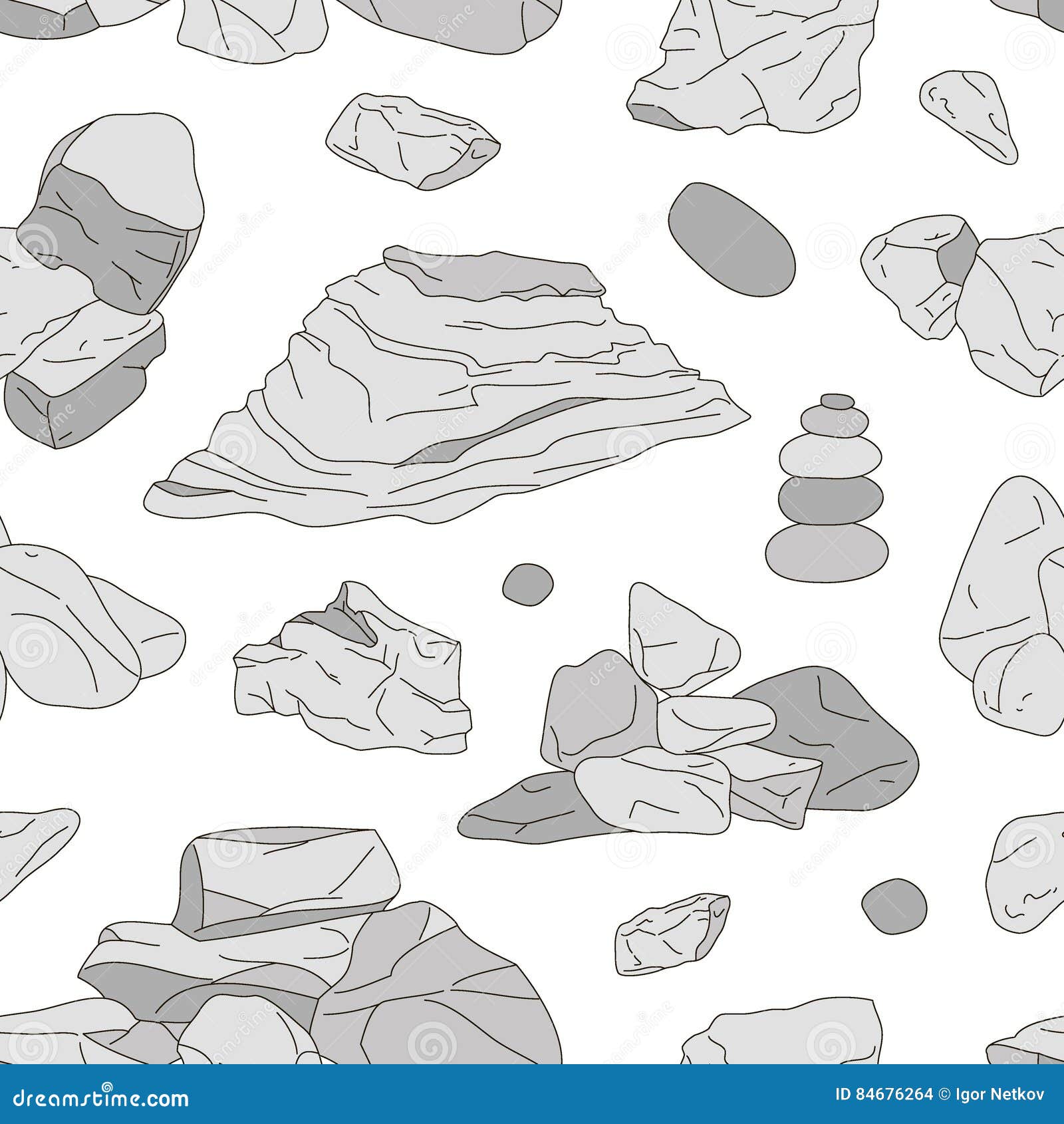 Rocks and Stones Elements Pattern Stock Vector - Illustration of ...