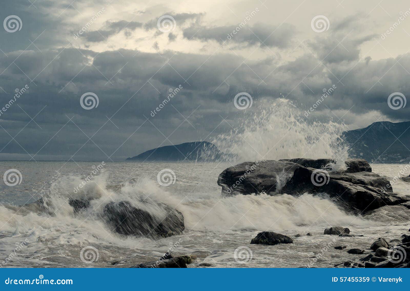 Rocks in stormy sea stock image. Image of natural, nature - 57455359