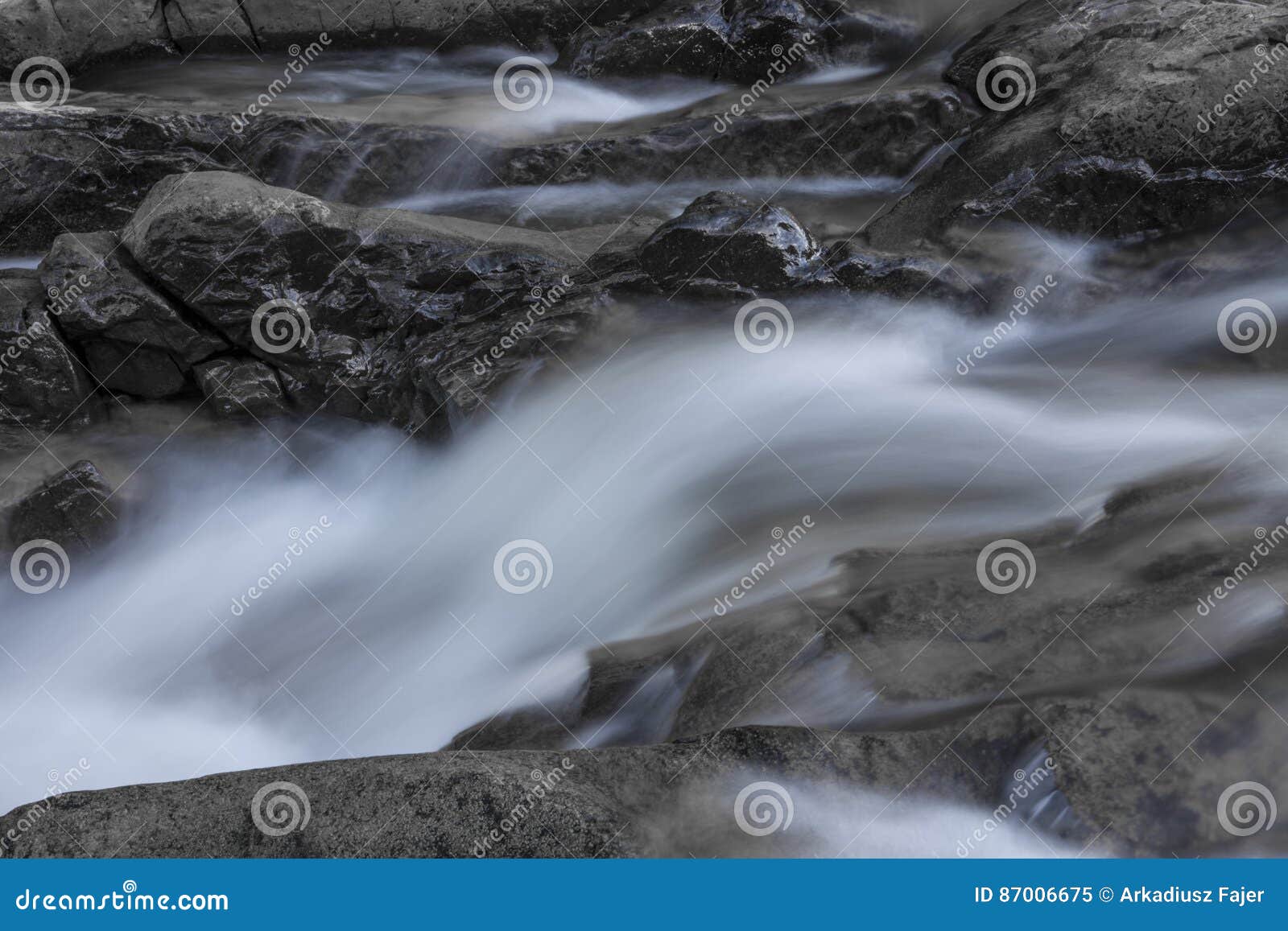 Rocks in Stream with Smooth Flowing Water. Stock Image - Image of flow ...