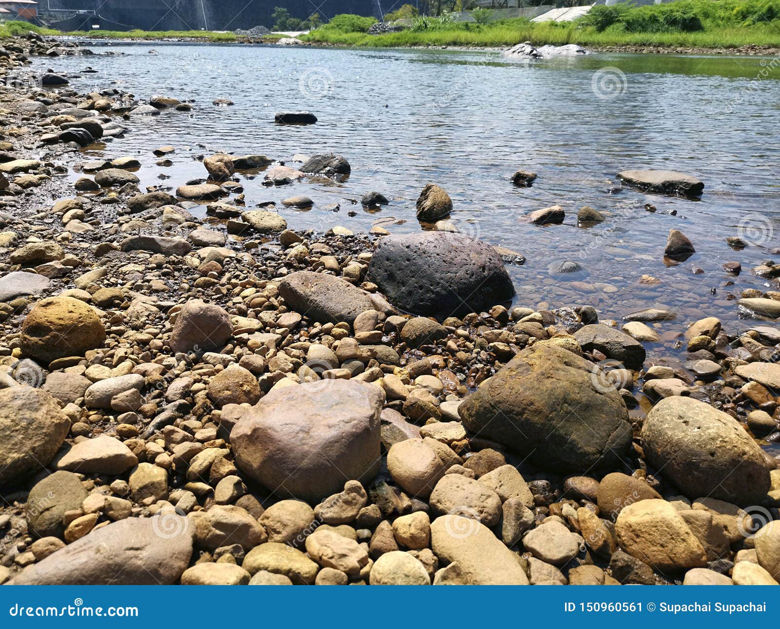 Rocks in Stream with Smooth Flowing Water Stock Image - Image of ...