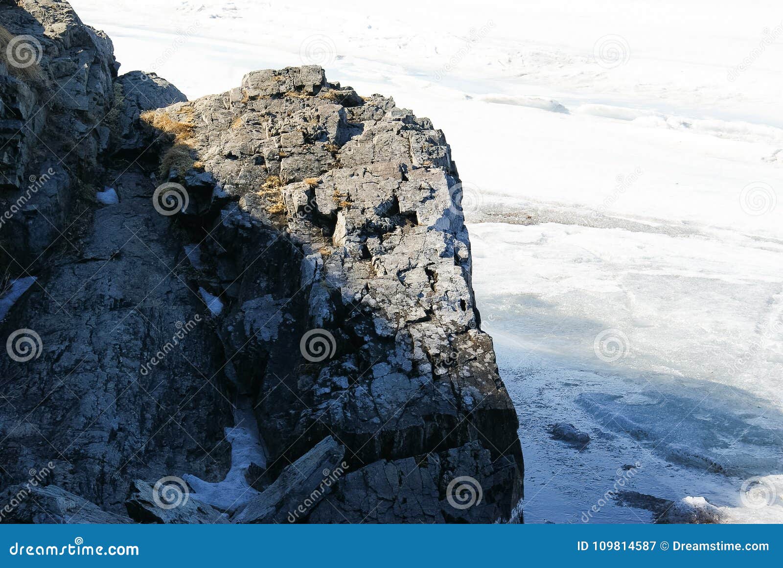 The rocks and the sun stock image. Image of snow, beautiful - 109814587