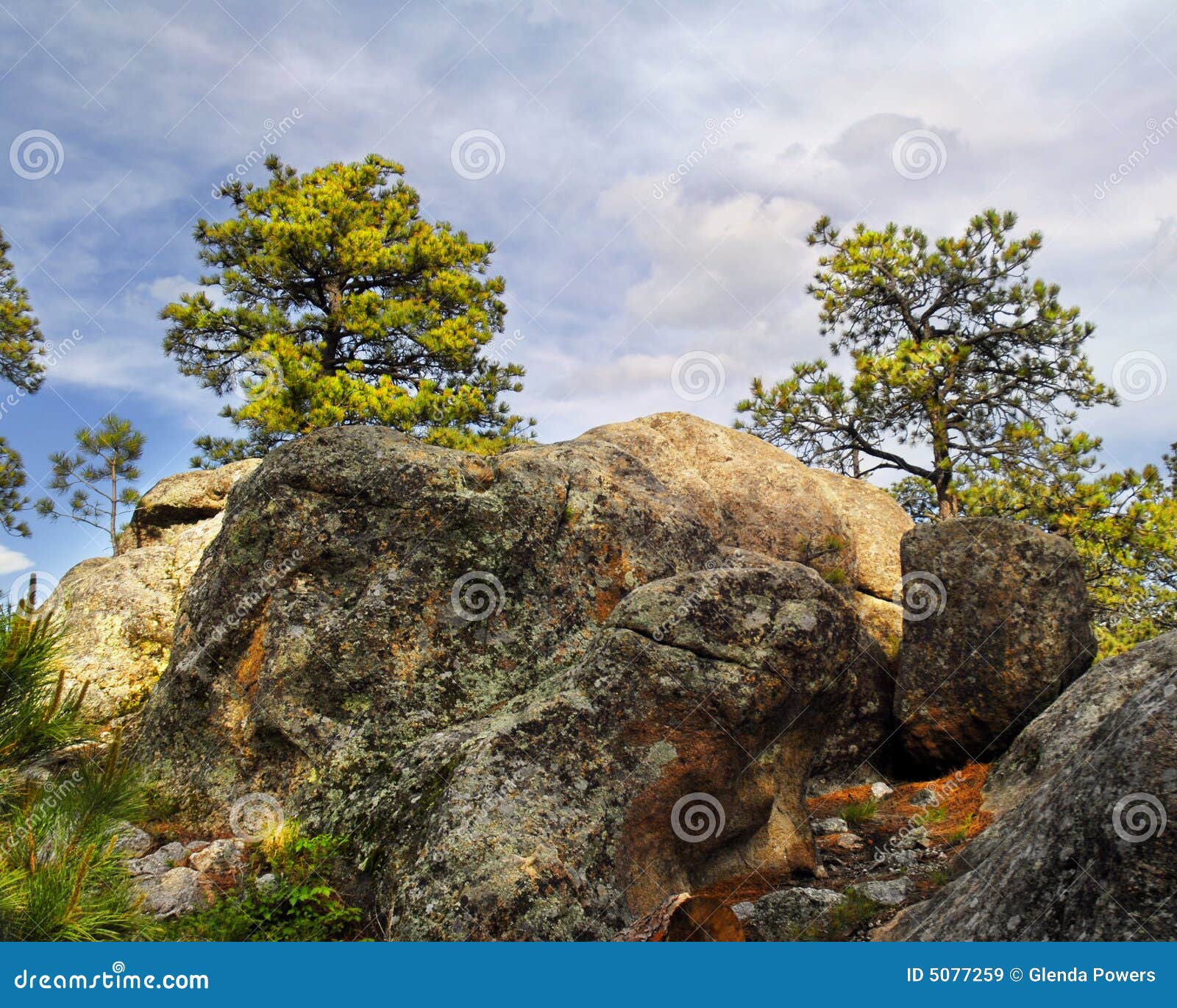 Rocks, Trees, Sky stock image. Image of large, clouds - 5077259