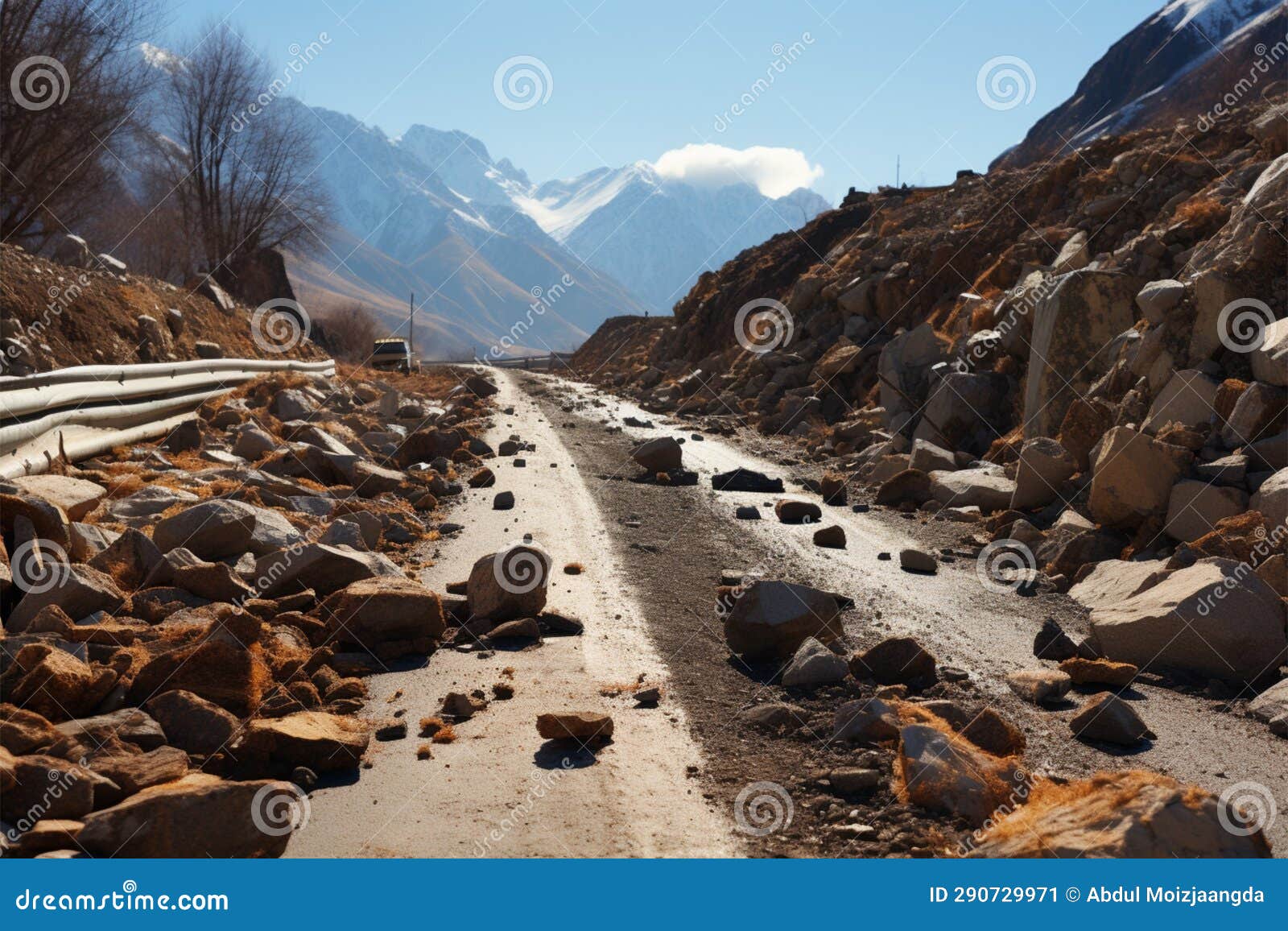 Rocks Tumbling in Early Spring Make the Road through Mountains Perilous Stock Illustration ...