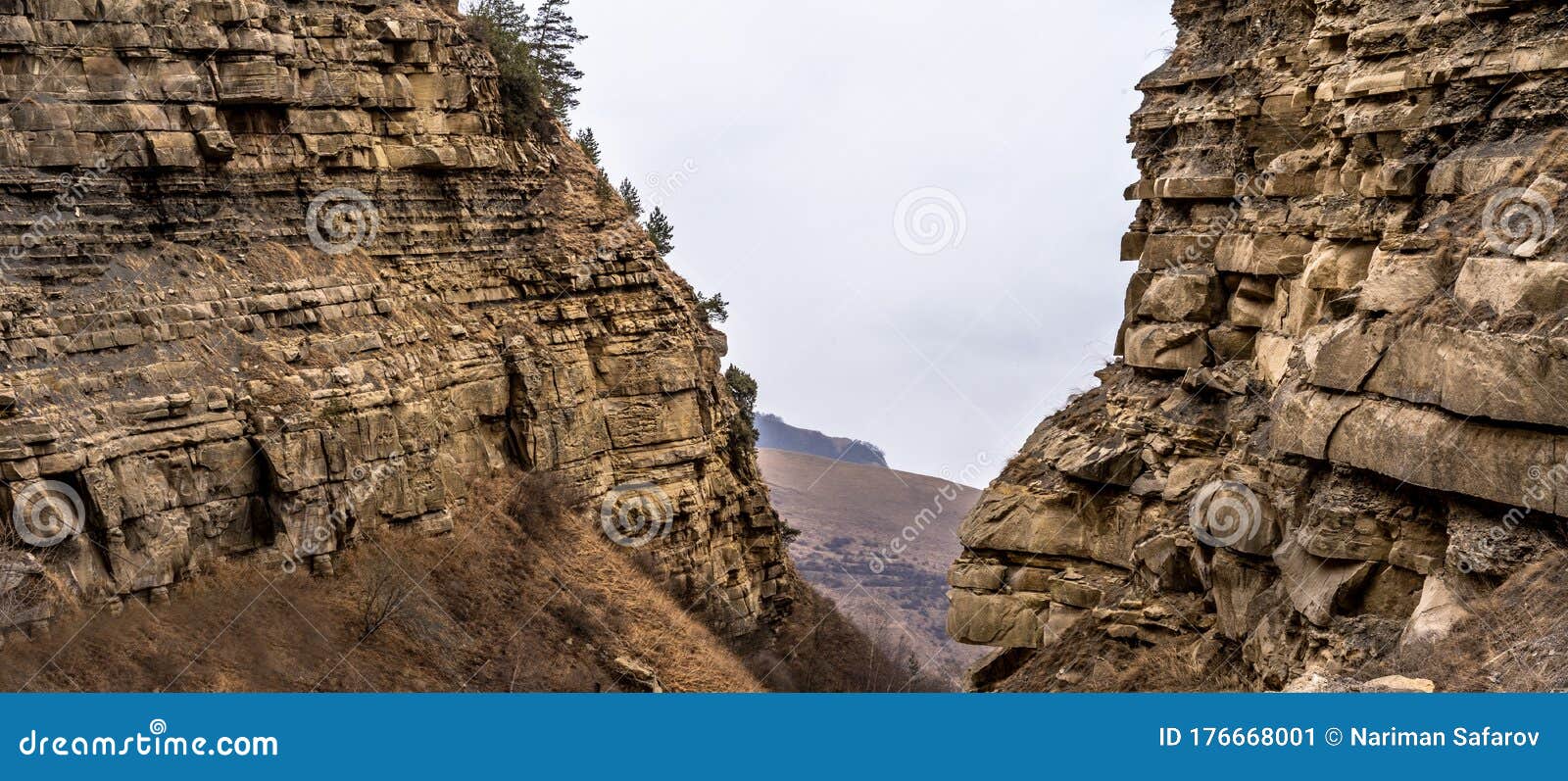 Rocks on Two Sides with a View of the Plain Stock Image - Image of ...