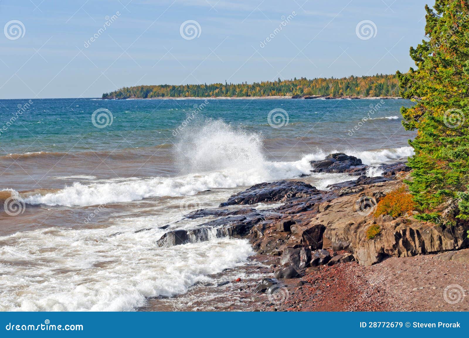 Rocks and Waves on the Great Lakes Stock Image - Image of natural ...