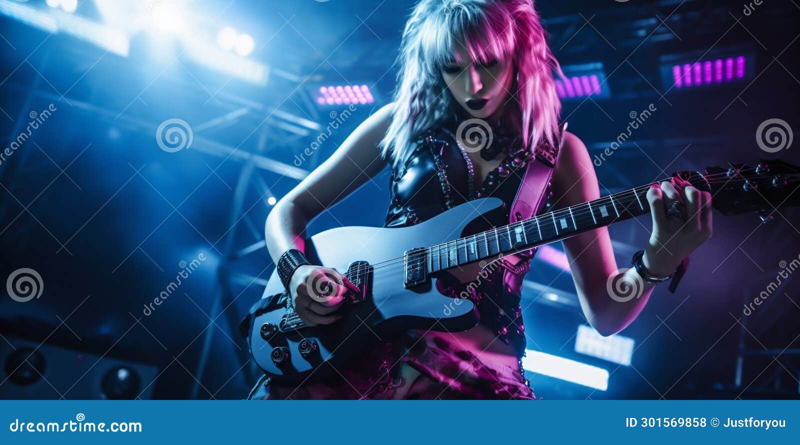 Rockstar Guitarist Performing on Stage. Generative Ai Stock ...