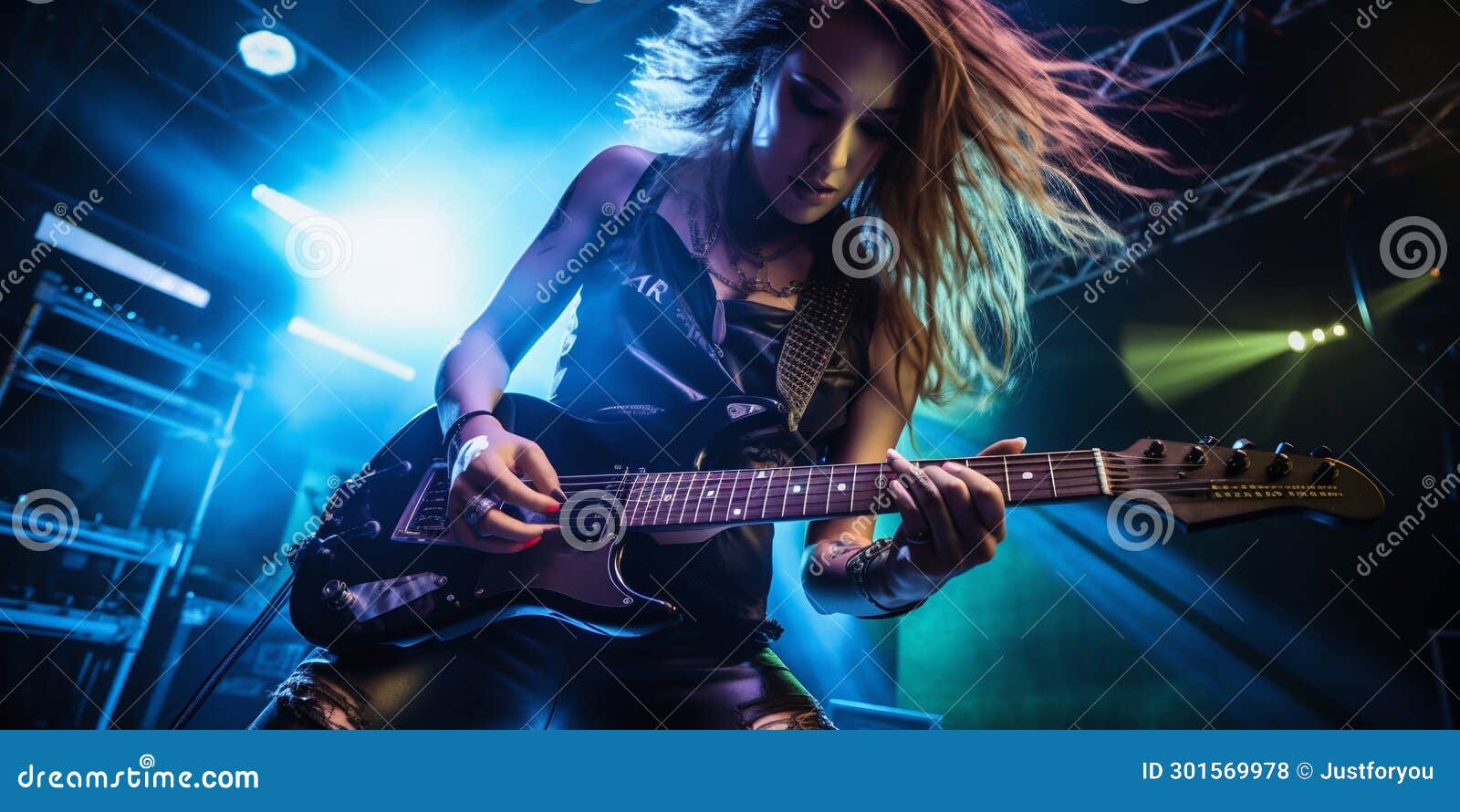 Rockstar Guitarist Performing on Stage. Generative Ai Stock ...