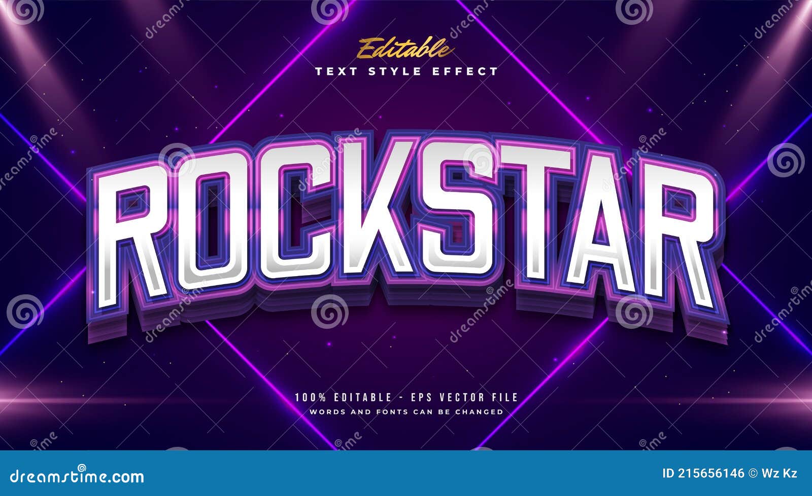 Rockstar Text in Colorful Gradient with Curved Effect Stock Vector ...