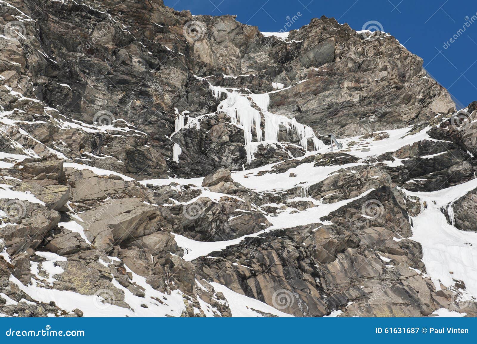 Rocky Alpine Mountainside in Winter Stock Image - Image of winter ...