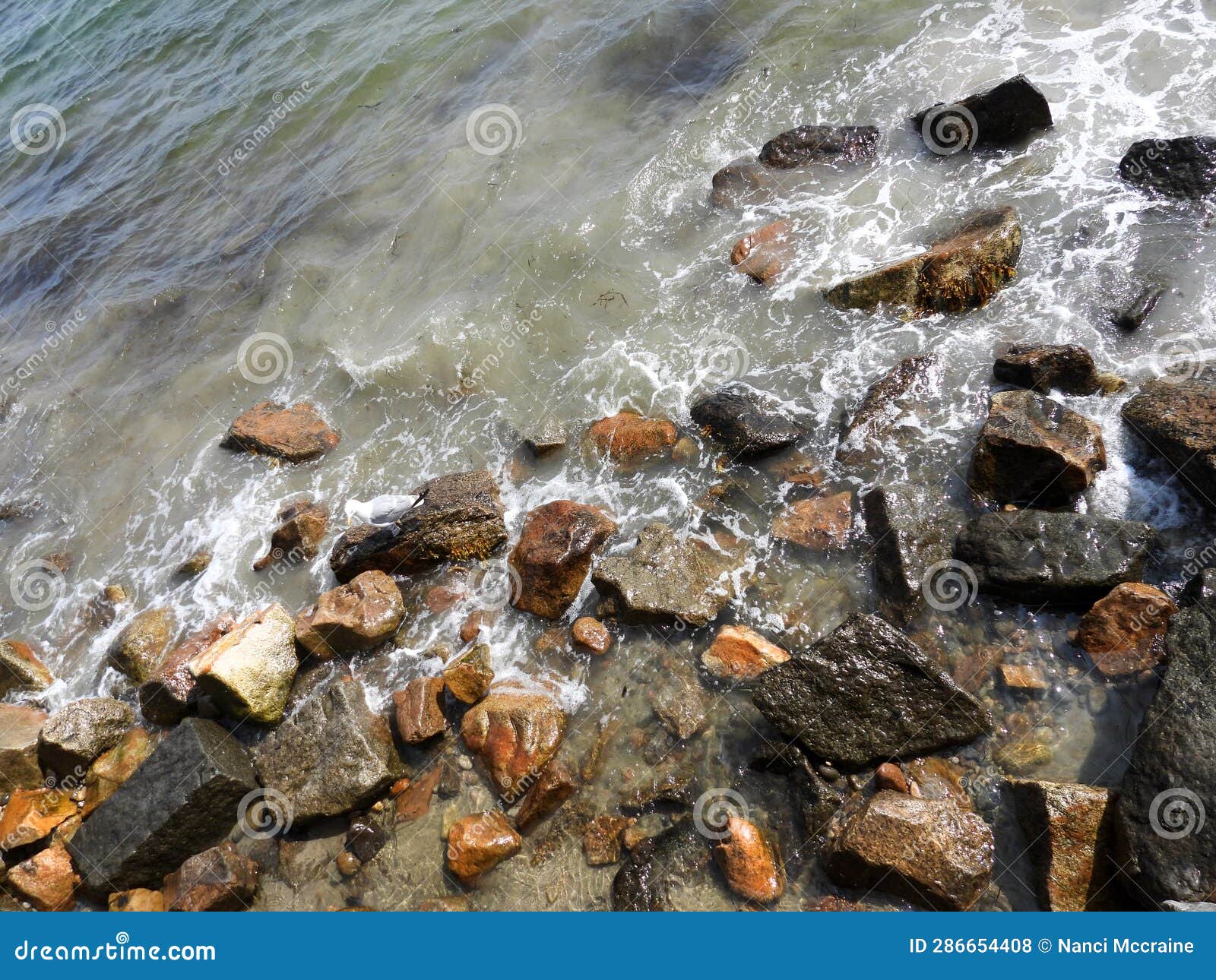 Natural Rocky Atlantic Ocean Beach Boulders Line Shoreline in ...