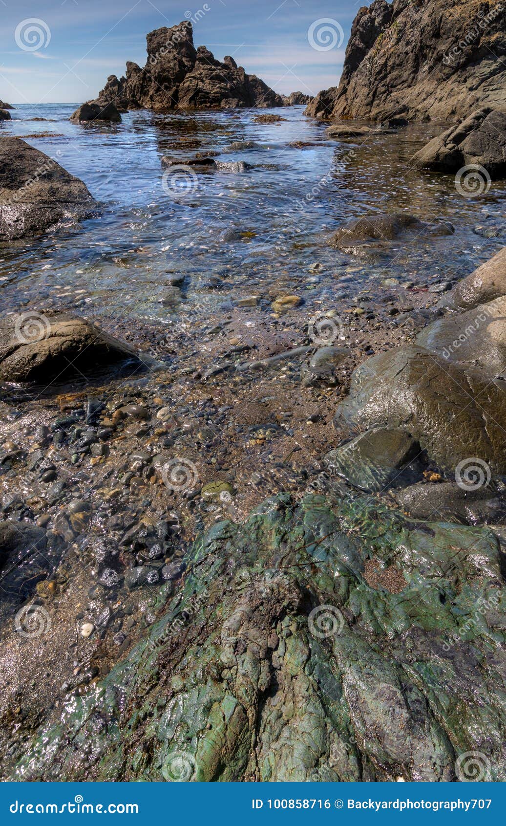 Rocky Beach Landscape stock photo. Image of beauty, scenery - 100858716