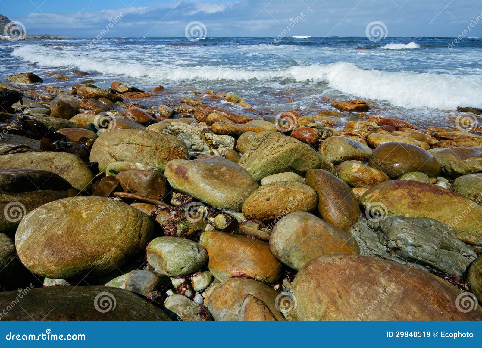 Rocky beach with waves stock image. Image of blue, clouds - 29840519