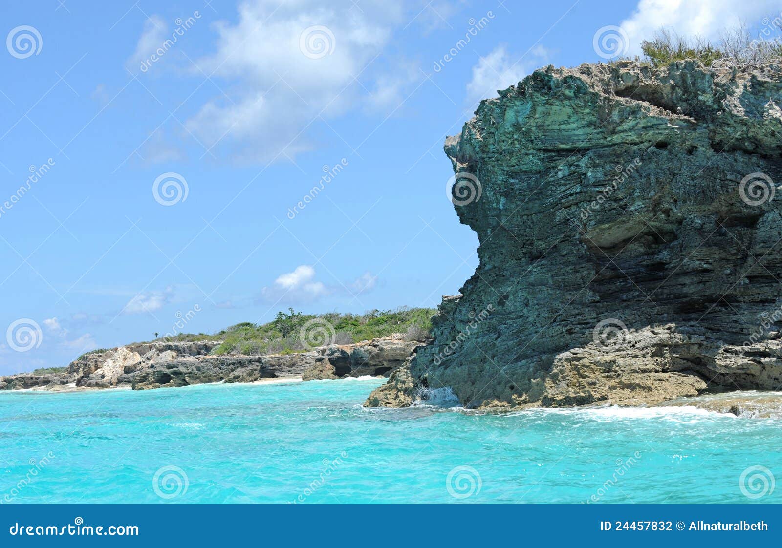 Rocky Beach in Scenic Tropical Setting Stock Photo - Image of caribbean ...