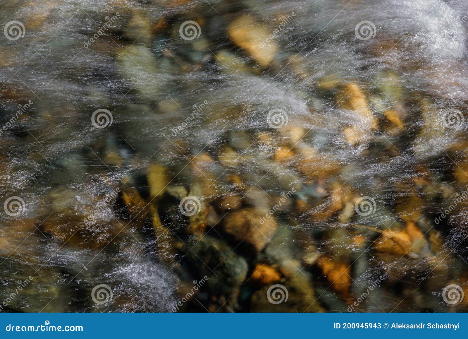 Rocky Bottom of Mountain River through the Clear Water, Selective Focus ...