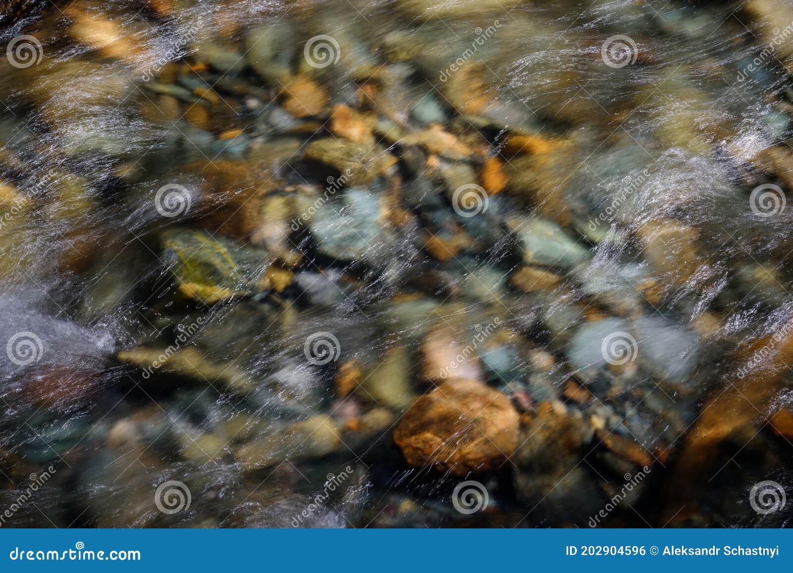 Rocky Bottom of Mountain River through the Clear Water, Selective Focus ...