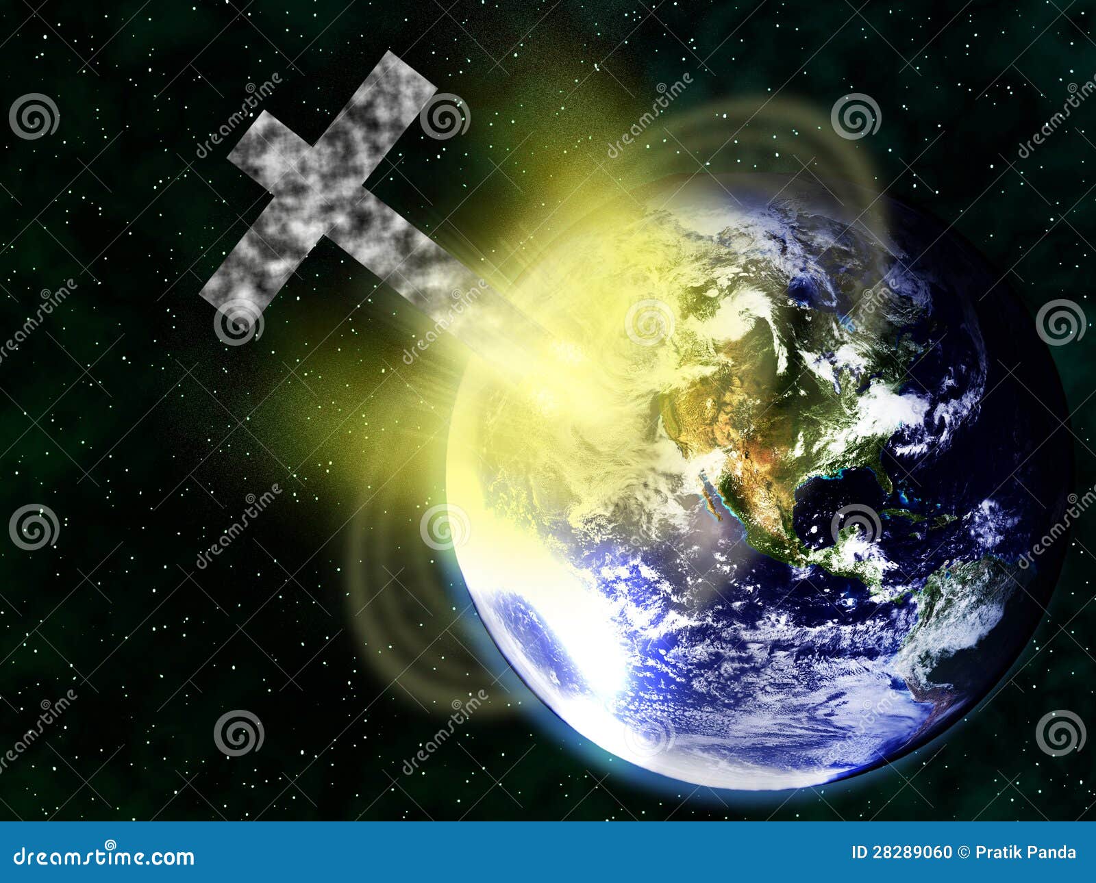 Rocky Christian Cross Colliding with Earth Stock Photo - Image of crash ...