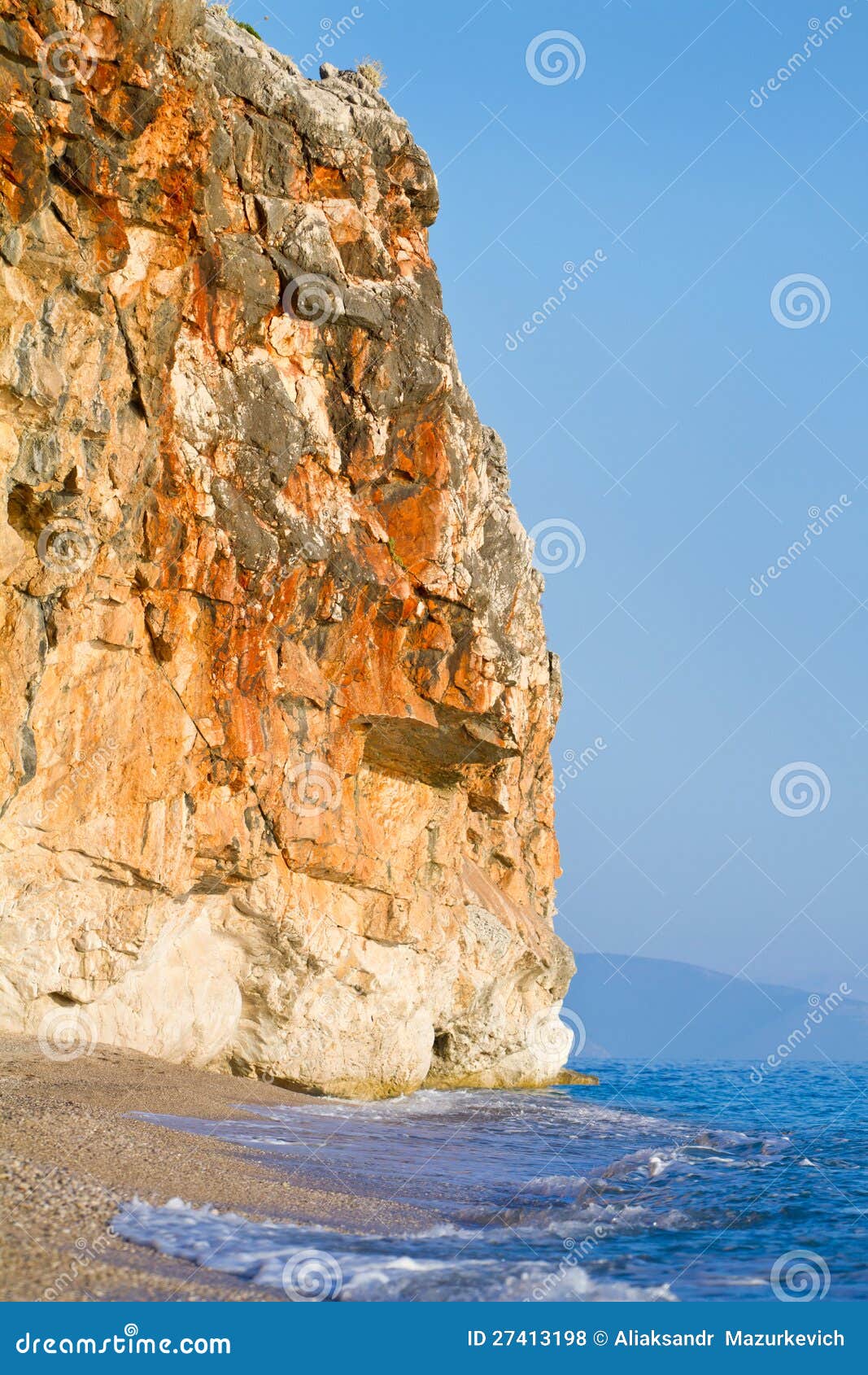 Rocky Cliff Above the Beautiful Sand Beach Stock Photo - Image of ...