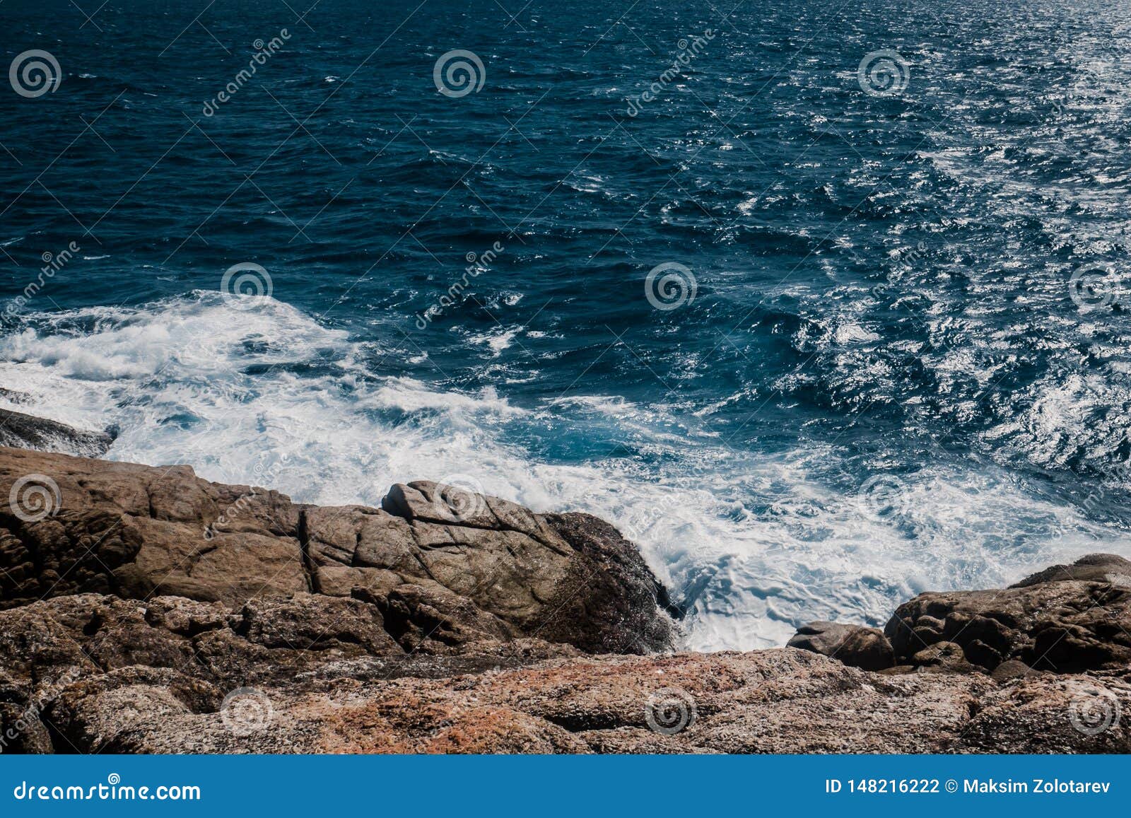 Rocky coast line of sea stock photo. Image of blue, weather - 148216222