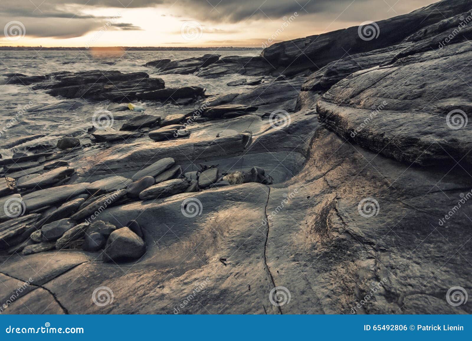 Rocky Coast in Rhode Island Stock Photo - Image of beavertail ...