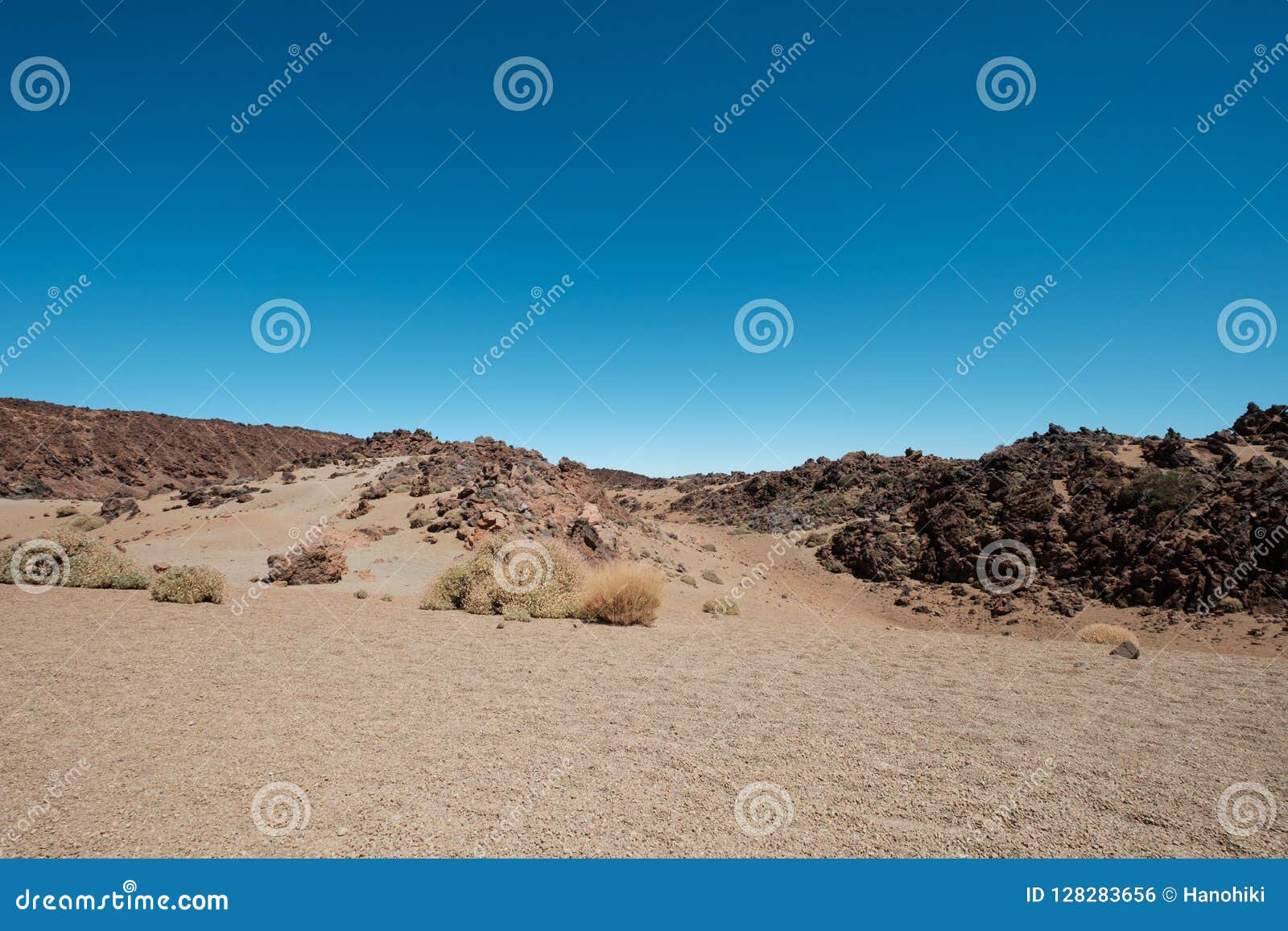 Rocky Desert Landscape with Rocks and Blue Sky Copy Space - Stock Photo ...