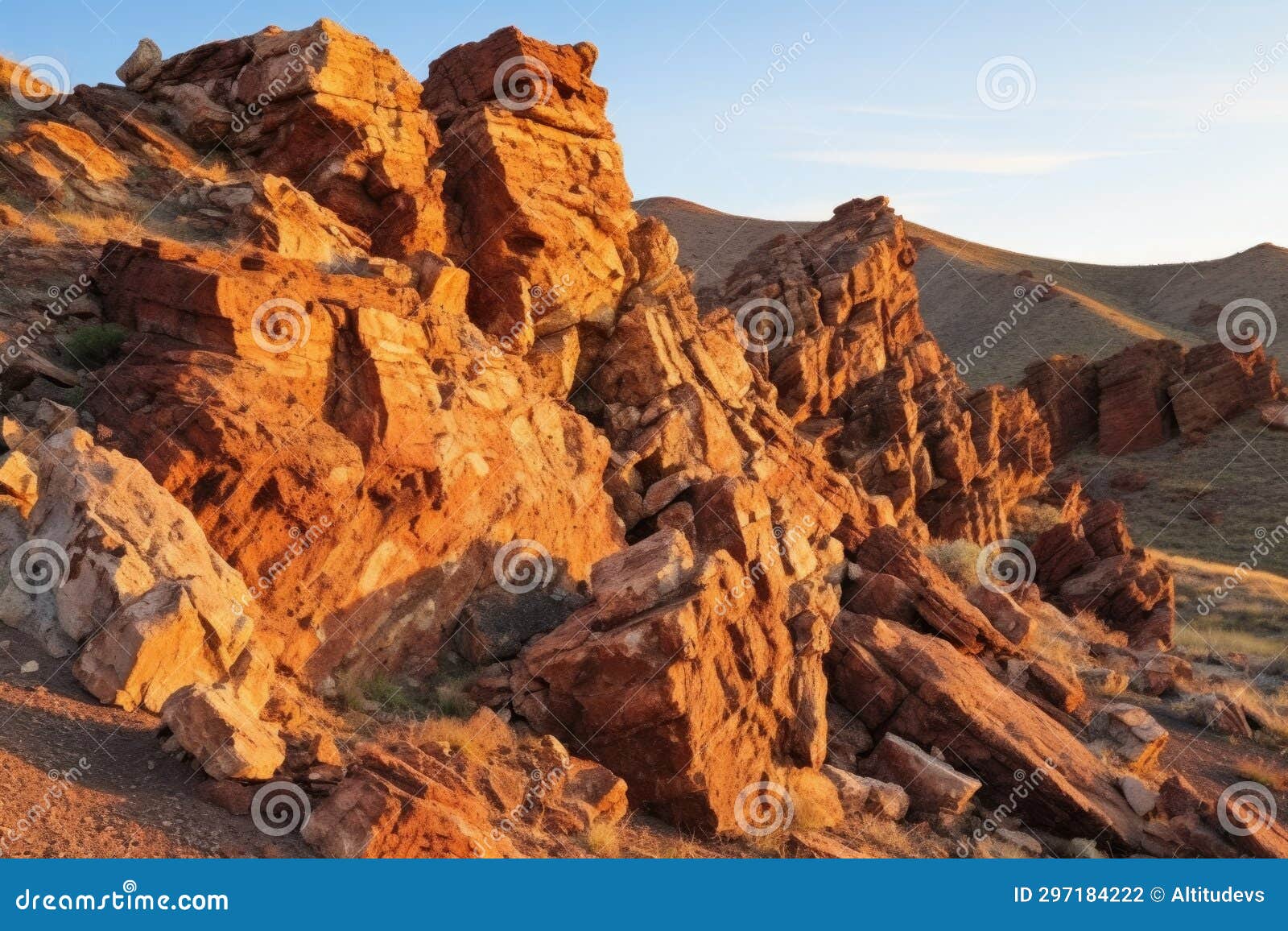 Rocky Edges Illuminated by the Setting Sun Stock Photo - Image of ...