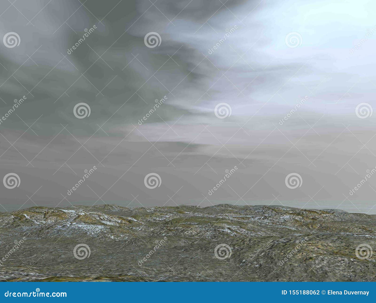 Rocky Ground by Cloudy Morning Background - 3D Render Stock ...