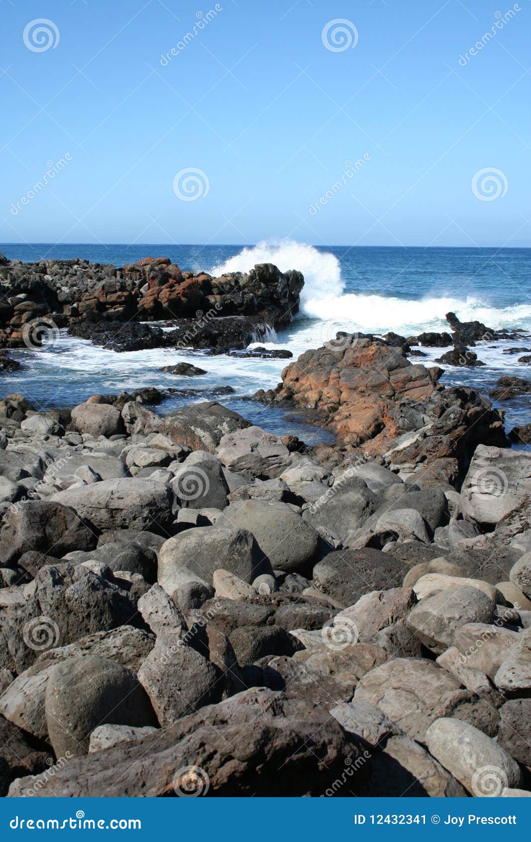 Rocky Hawaiian Coast stock image. Image of horizon, surge - 12432341