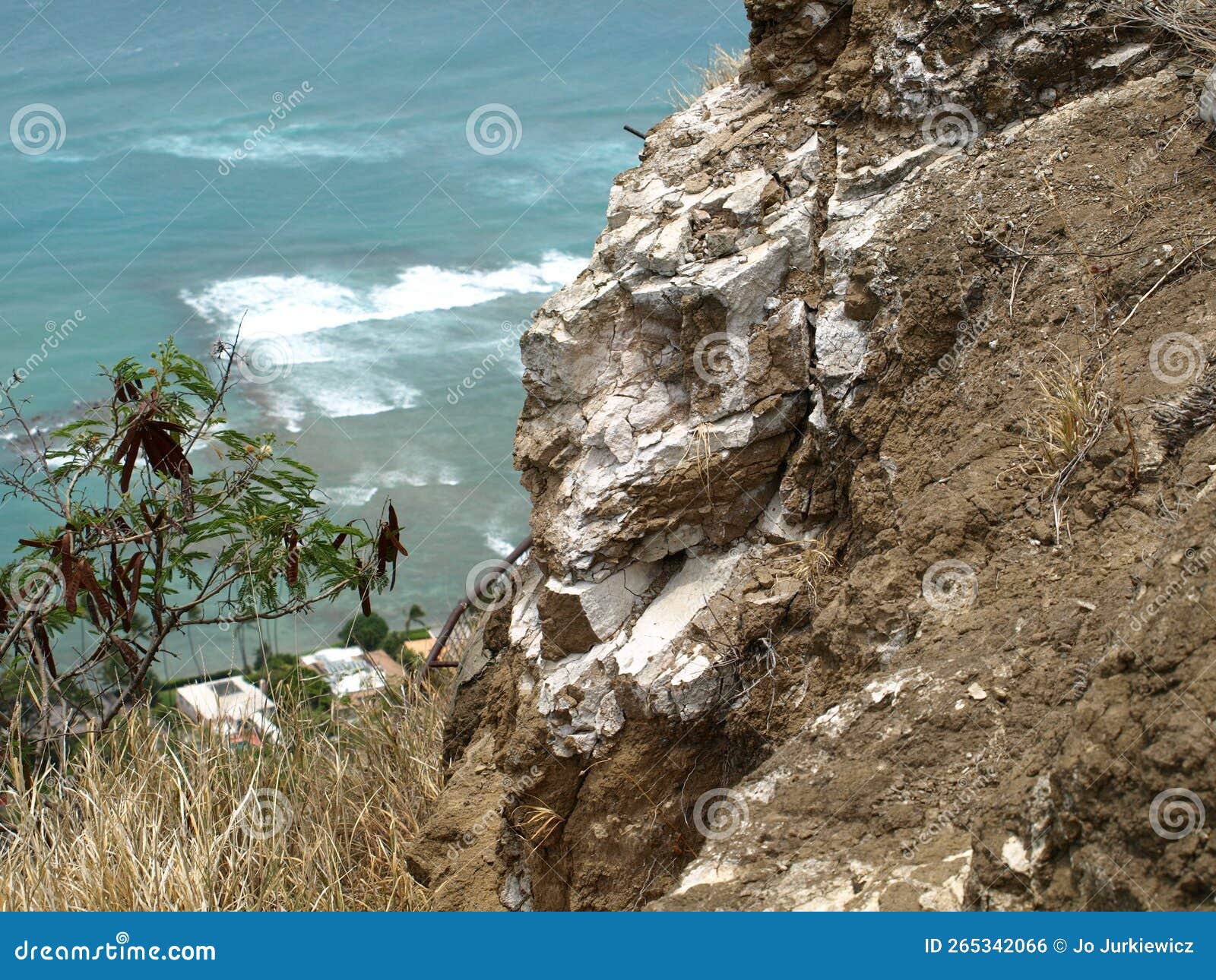 Rocky Hillside Looking Down To Ocean Stock Photo - Image of nature ...