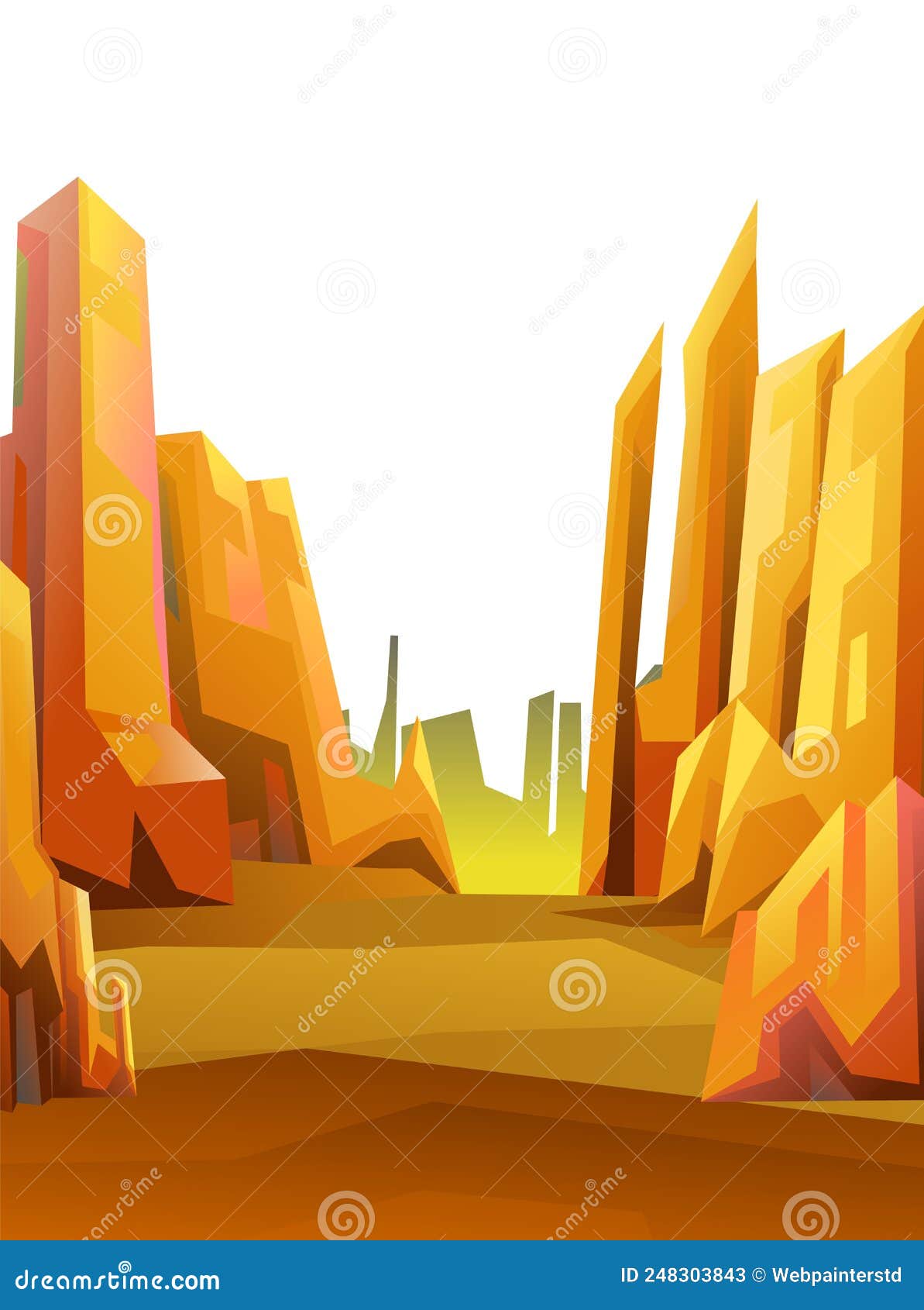 Rocky Landscape. Path between Obstacles. Isolated on White Background ...