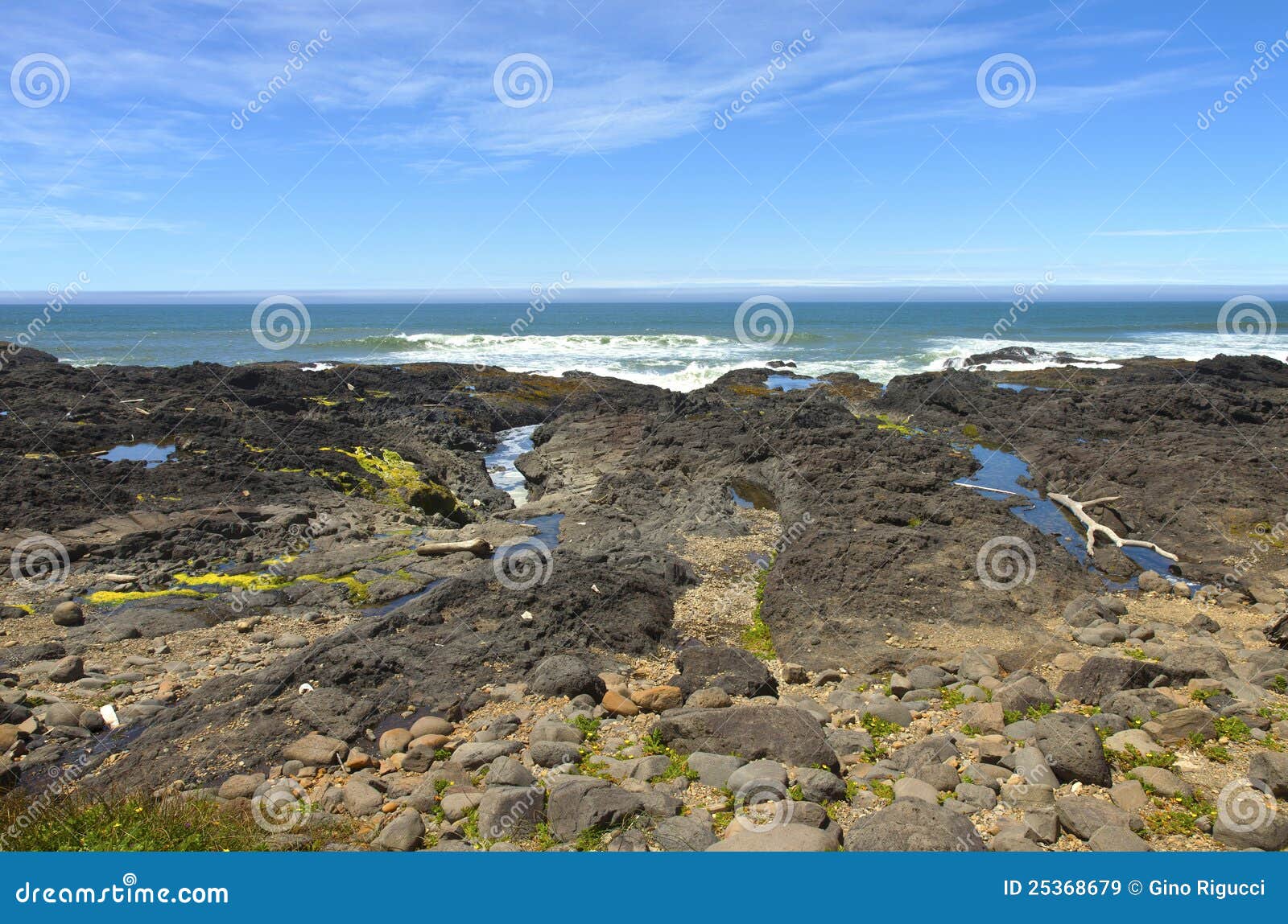 Rocky Lava Shoreline, Oregon Coast. Stock Image - Image of national ...