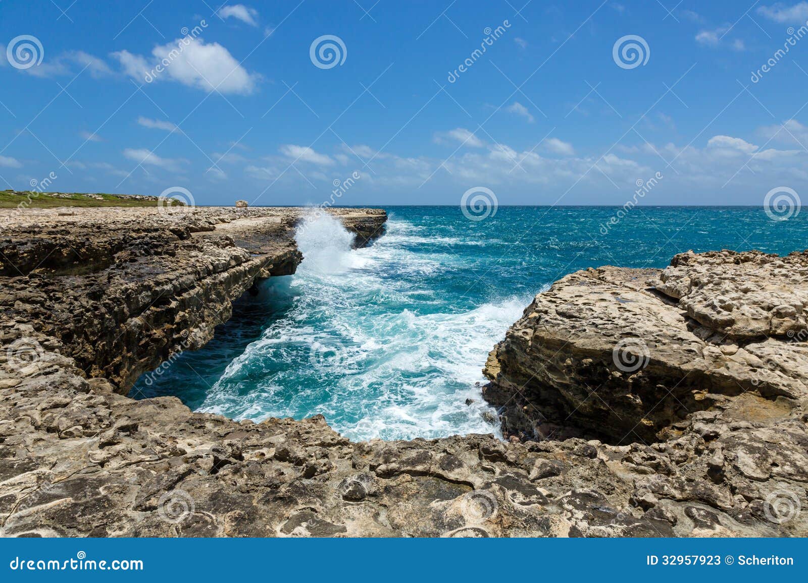 Rocky Limestone Coastline at Devil S Bridge Antigua Stock Image - Image ...
