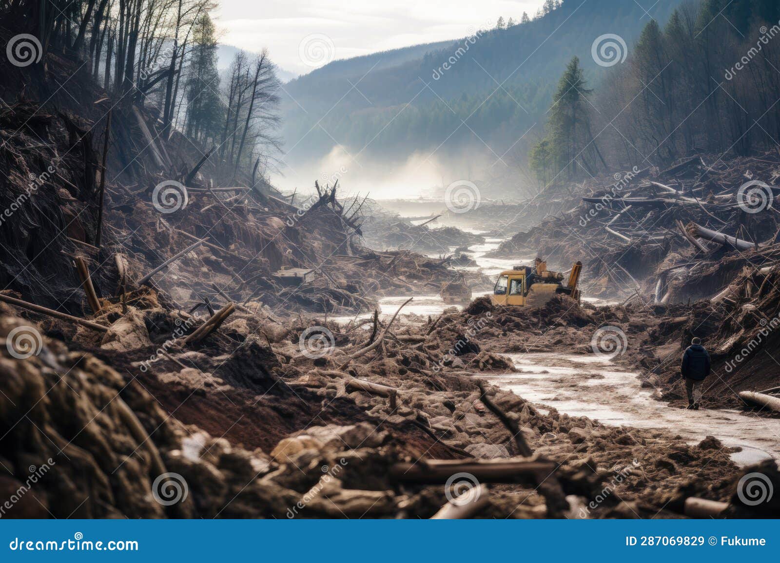 Rocky Mountain Collapse, Quarry Explosion Generative Ai Stock ...