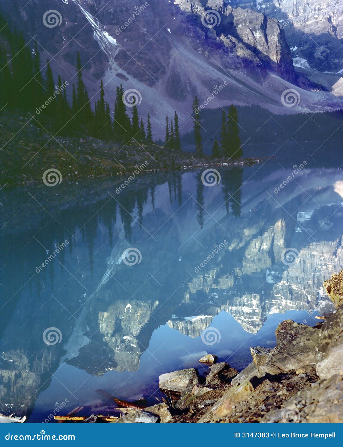 Rocky Mountain Lake Reflection Banff Alberta Canad Stock Image - Image ...
