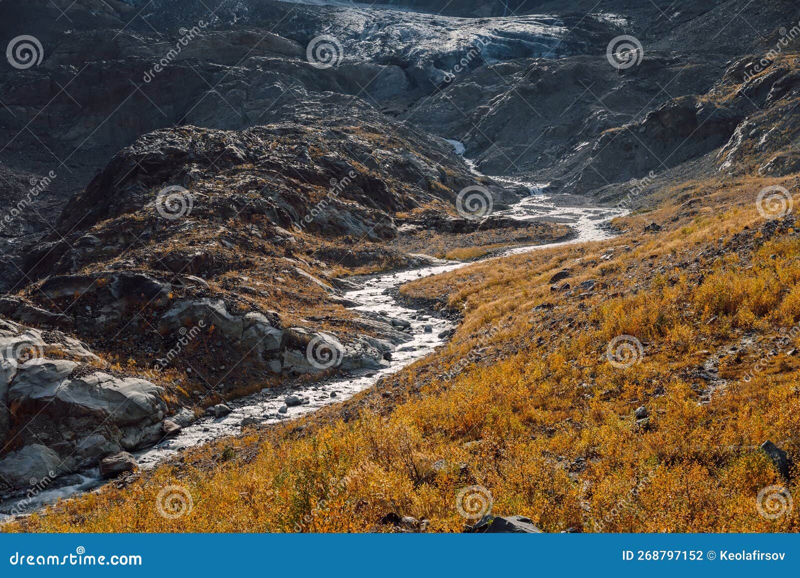 Rocky Mountains, River from Glacier. High Mountain Landscape with River ...